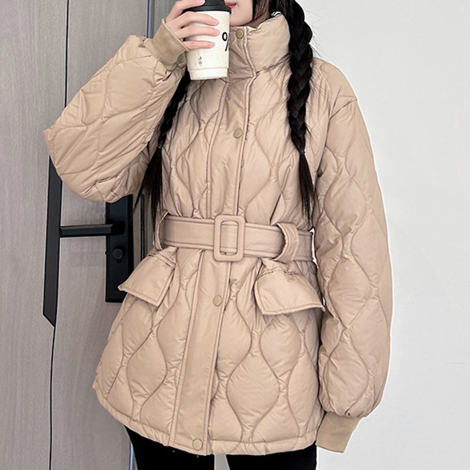 CQONEPT Women's Puffer Jacket Turtleneck Puffer Quilted Down Coats ...