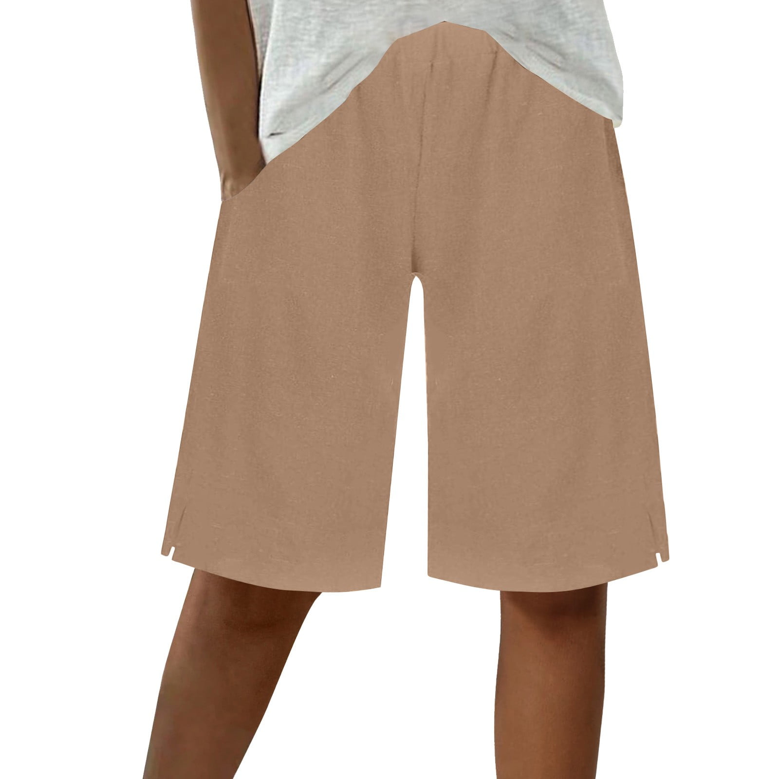 CQONEPT Women's Short Pants with Pockets Lounge Comfy Shorts Elastic ...