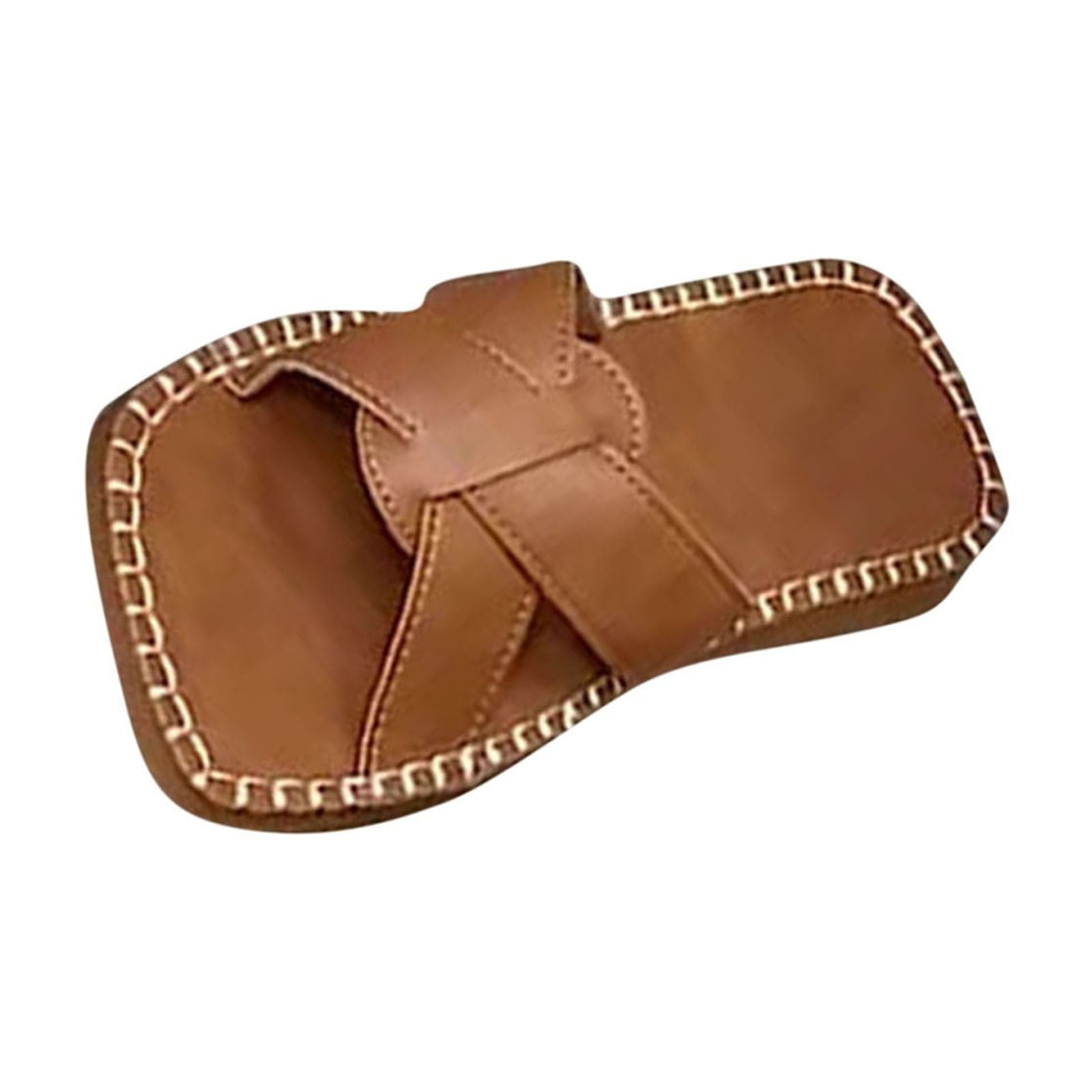 CQONEPT Women's Slide Sandals Flat Toe Ring Thongs Cross Strap Beach ...