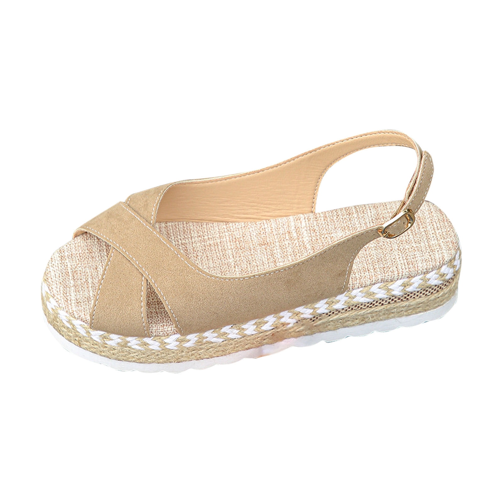 CQONEPT Women's Slide Sandals Flat Toe Ring Thongs Cross Strap Beach ...