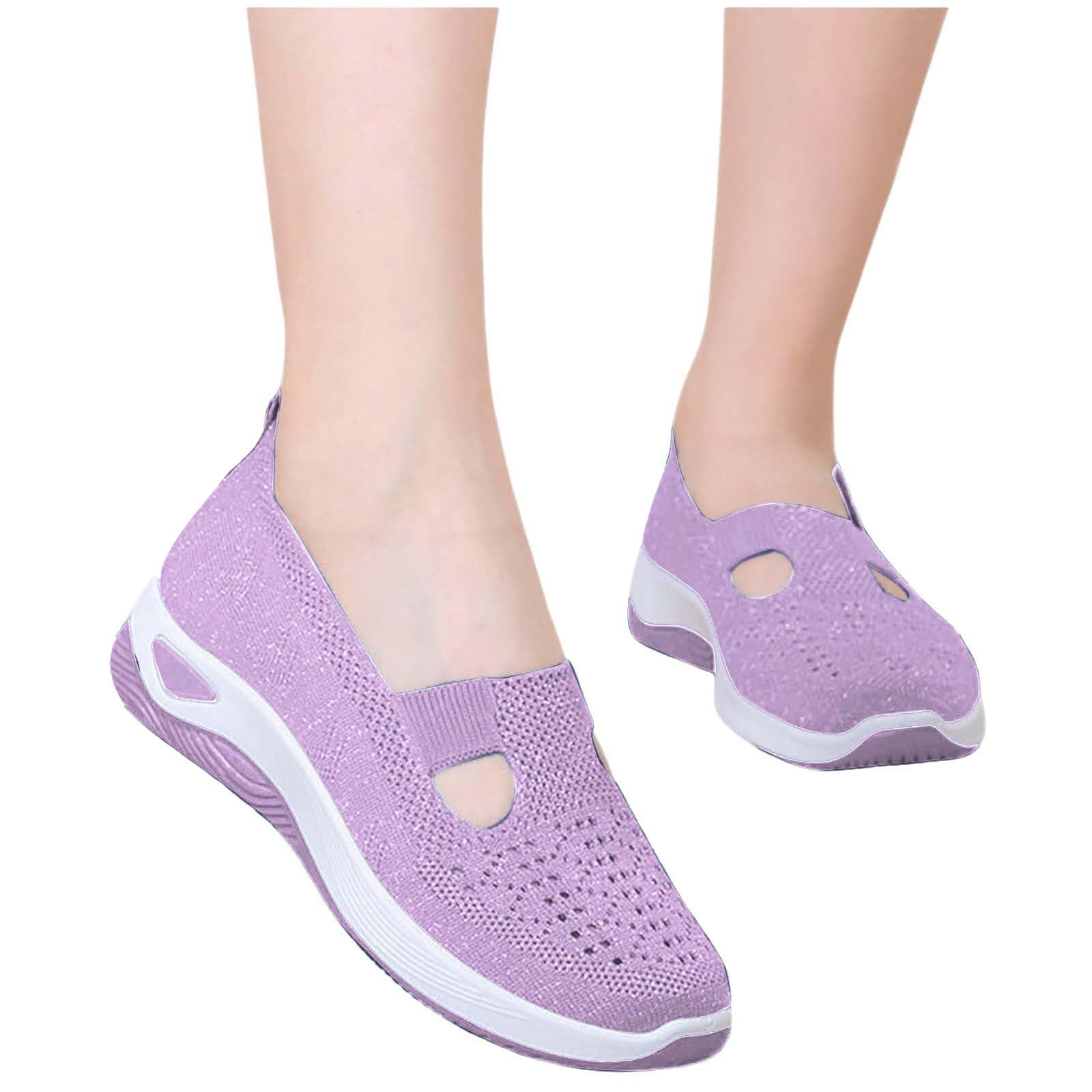CQONEPT Women's Woven Breathable Soft Sole Shoes - 2025 Non-Slip Walking Slip on Foam Shoes ...