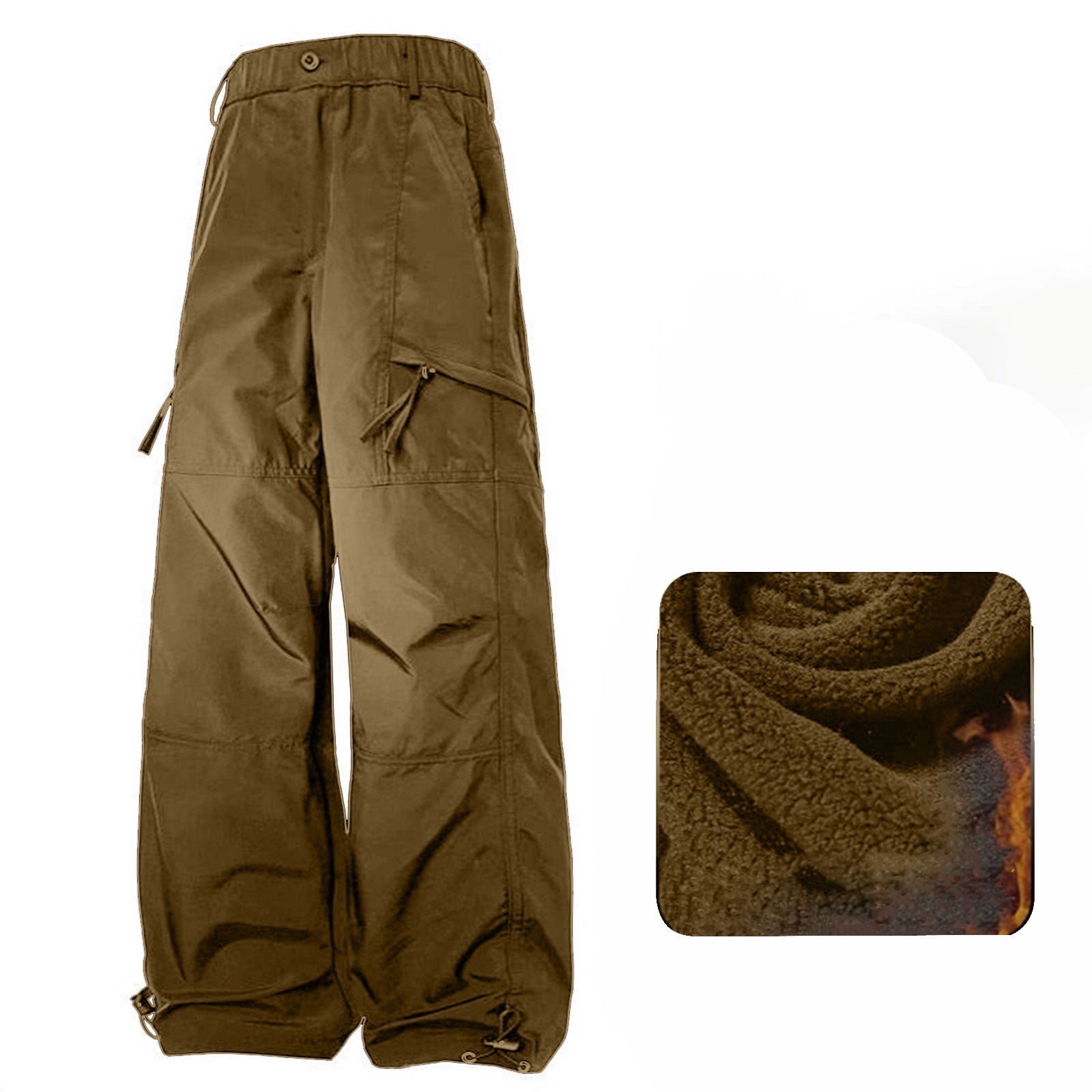 CQONEPT Womens Cargo Pants Sherpa Fleece Windproof Waterproof Work ...