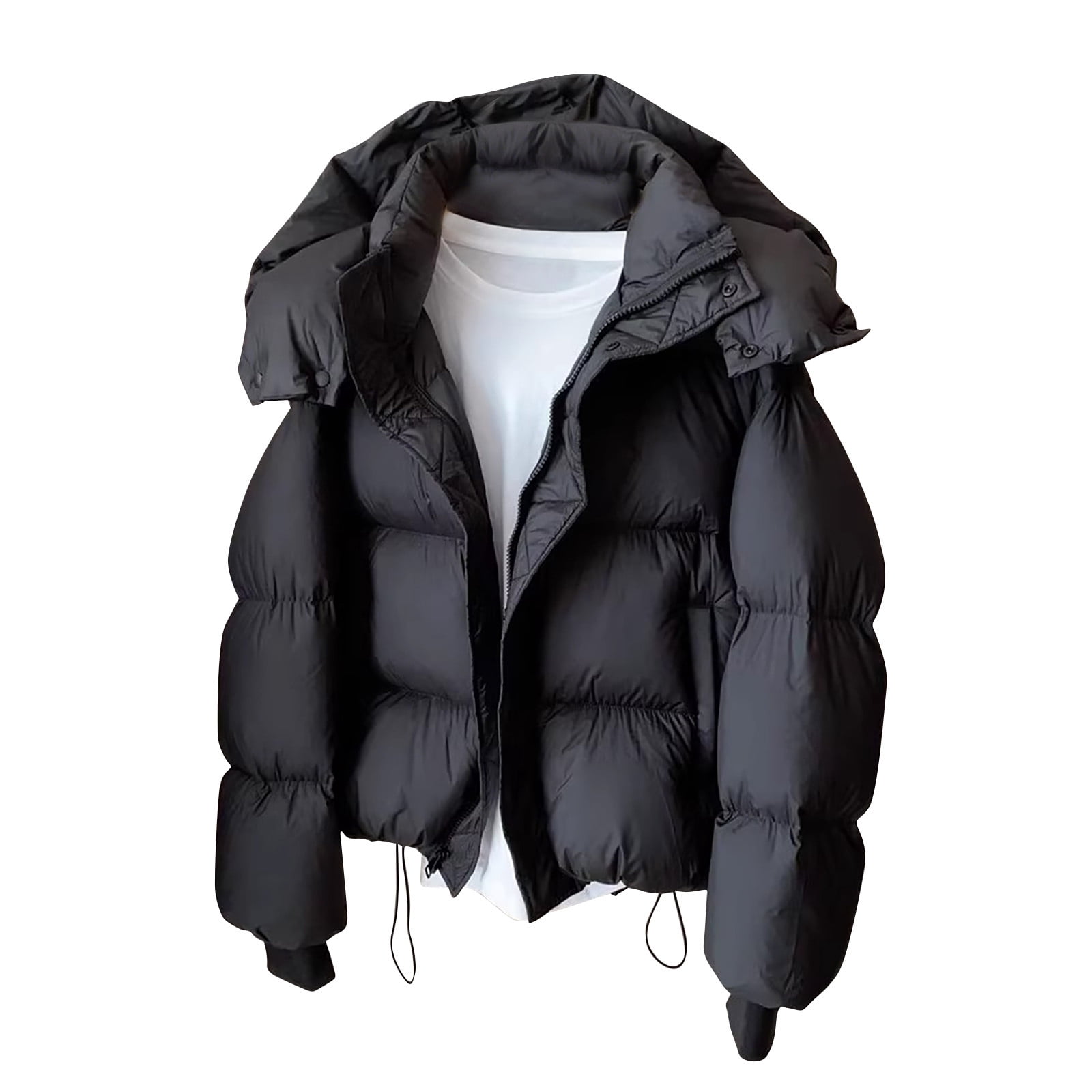 CQONEPT Womens Cropped Puffer Jacket Quilted Puff Zip Up Outerwear ...