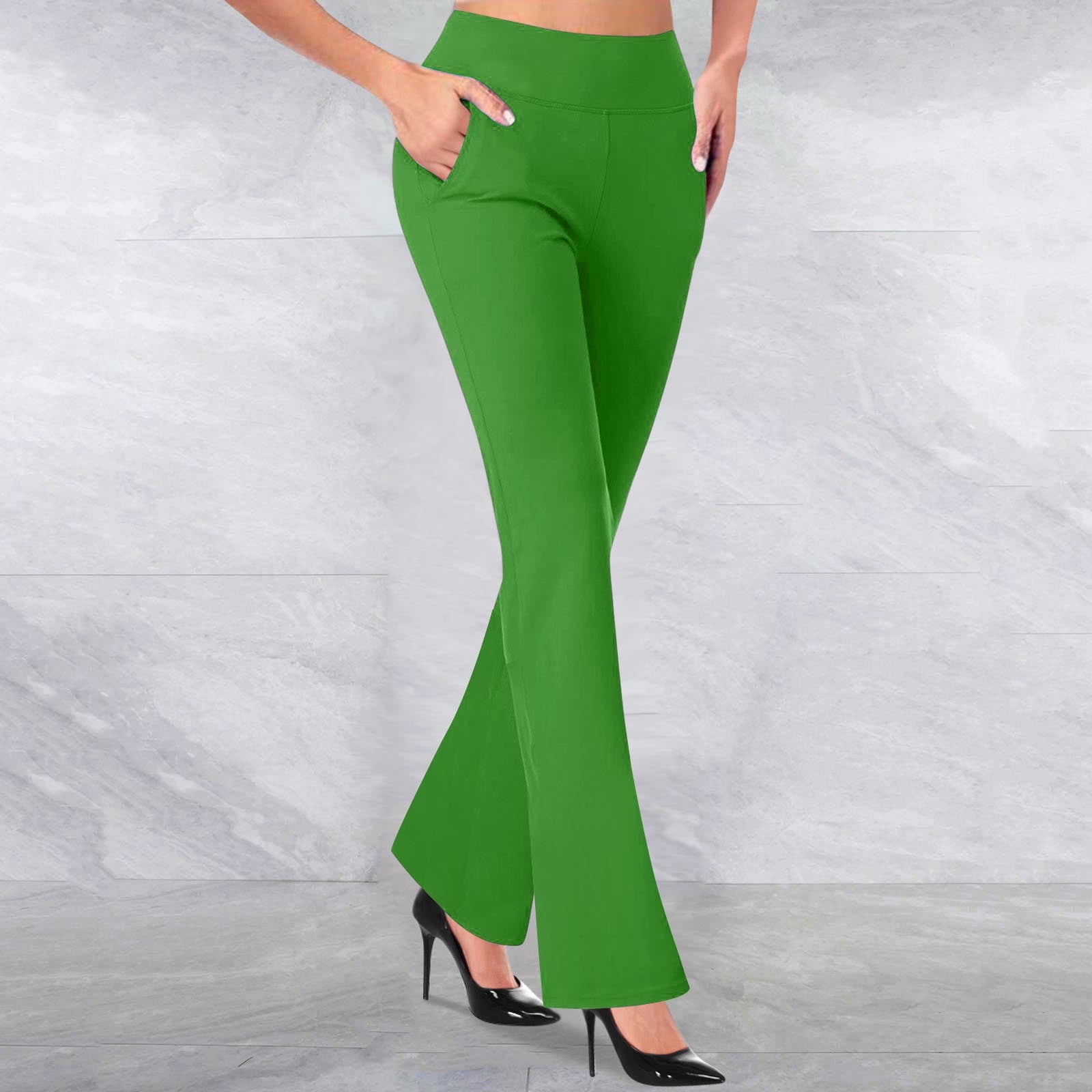 CQONEPT Womens Dress Pants Business Outfits Straight Leg Pant High ...