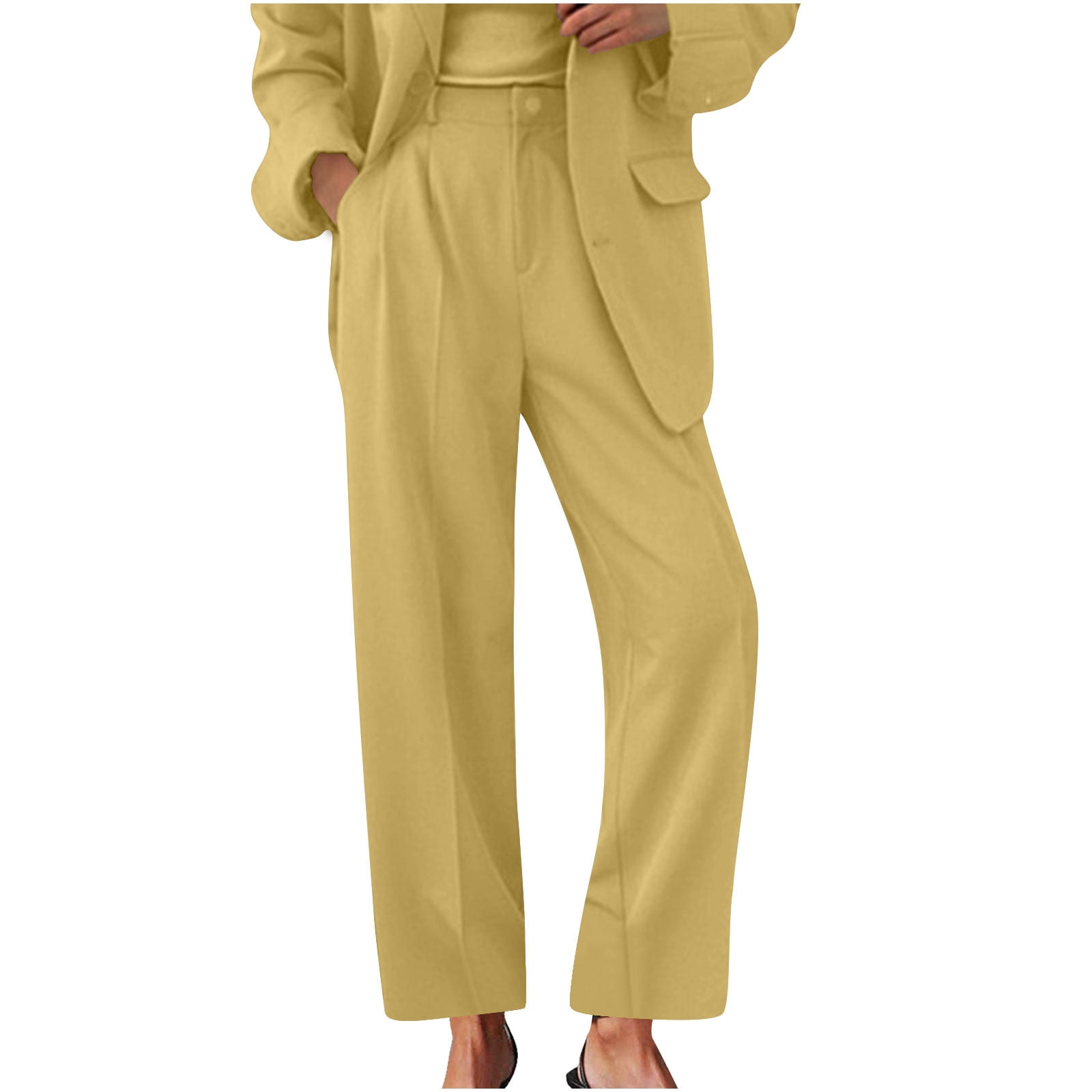 CQONEPT Womens Dress Pants Straight Leg Business Casual Pants Office ...