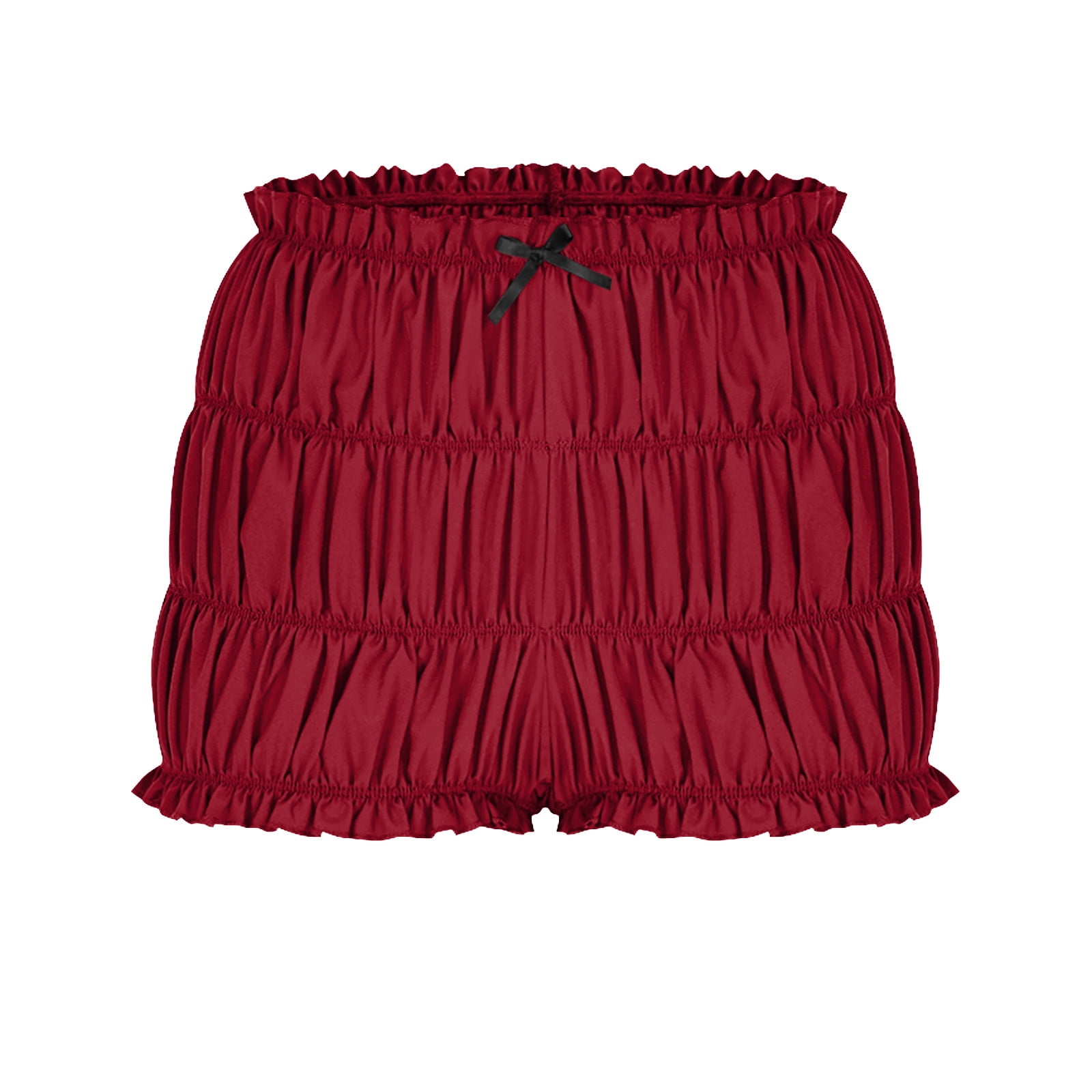 CQONEPT Womens Mini Shorts Bow Tie Ruffle Frill Pajama Shorts Low Waist ...