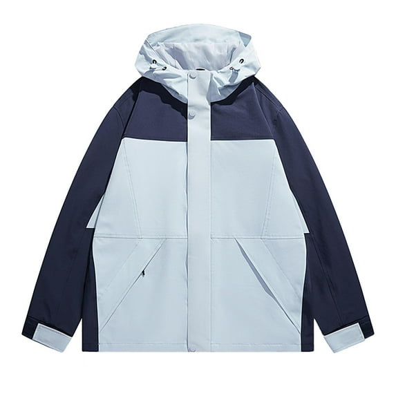 CQONEPT Womens Oversize Hooded Jacket Color Block Full Zip Overcoat ...