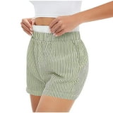 CQONEPT Womens Pj Shorts Home Wear Sleep Soft Cozy Stripe Pajama Bottom ...
