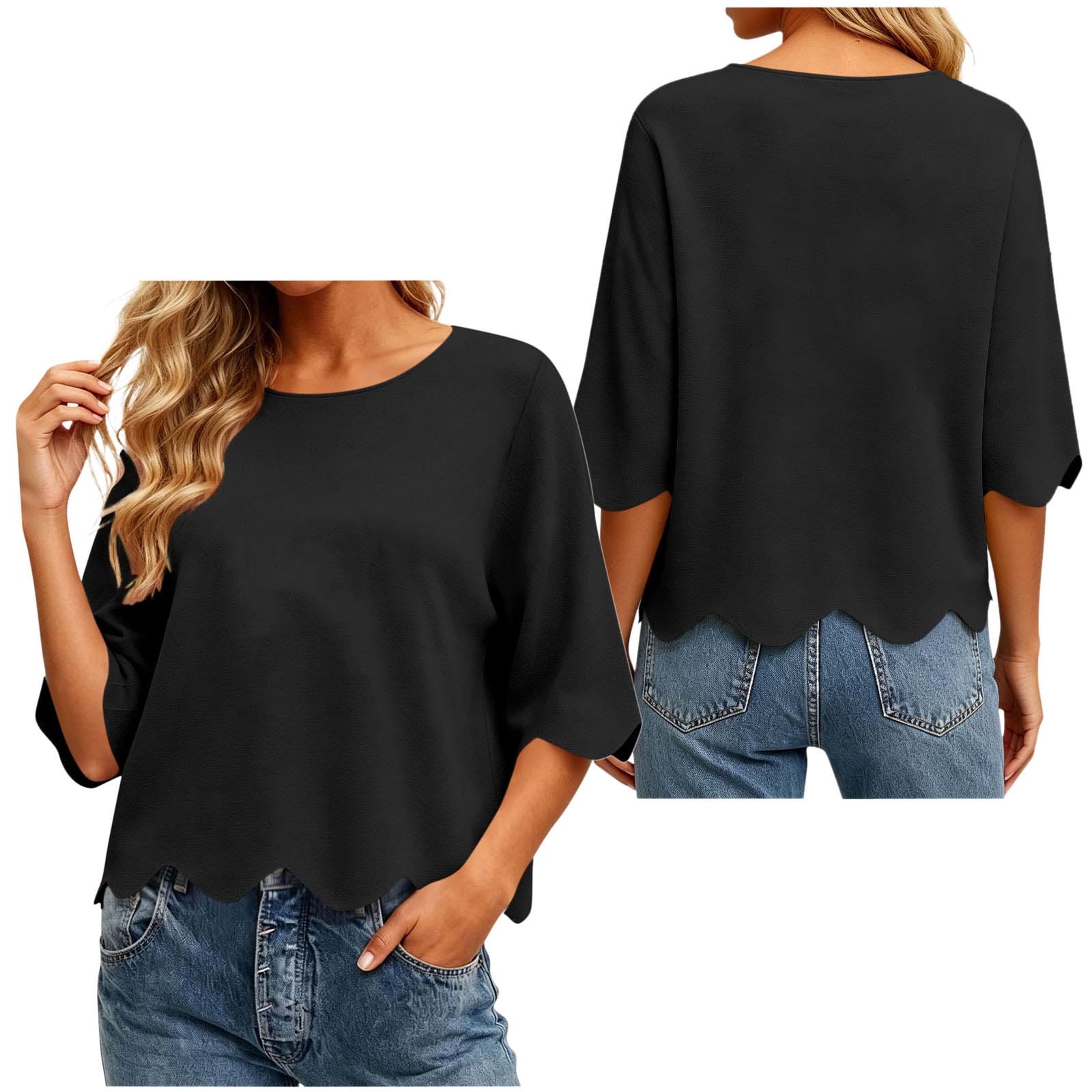 CQONEPT Womens Shirts Loose Tops Short Sleeve Soft Comfy Casual Blouses ...