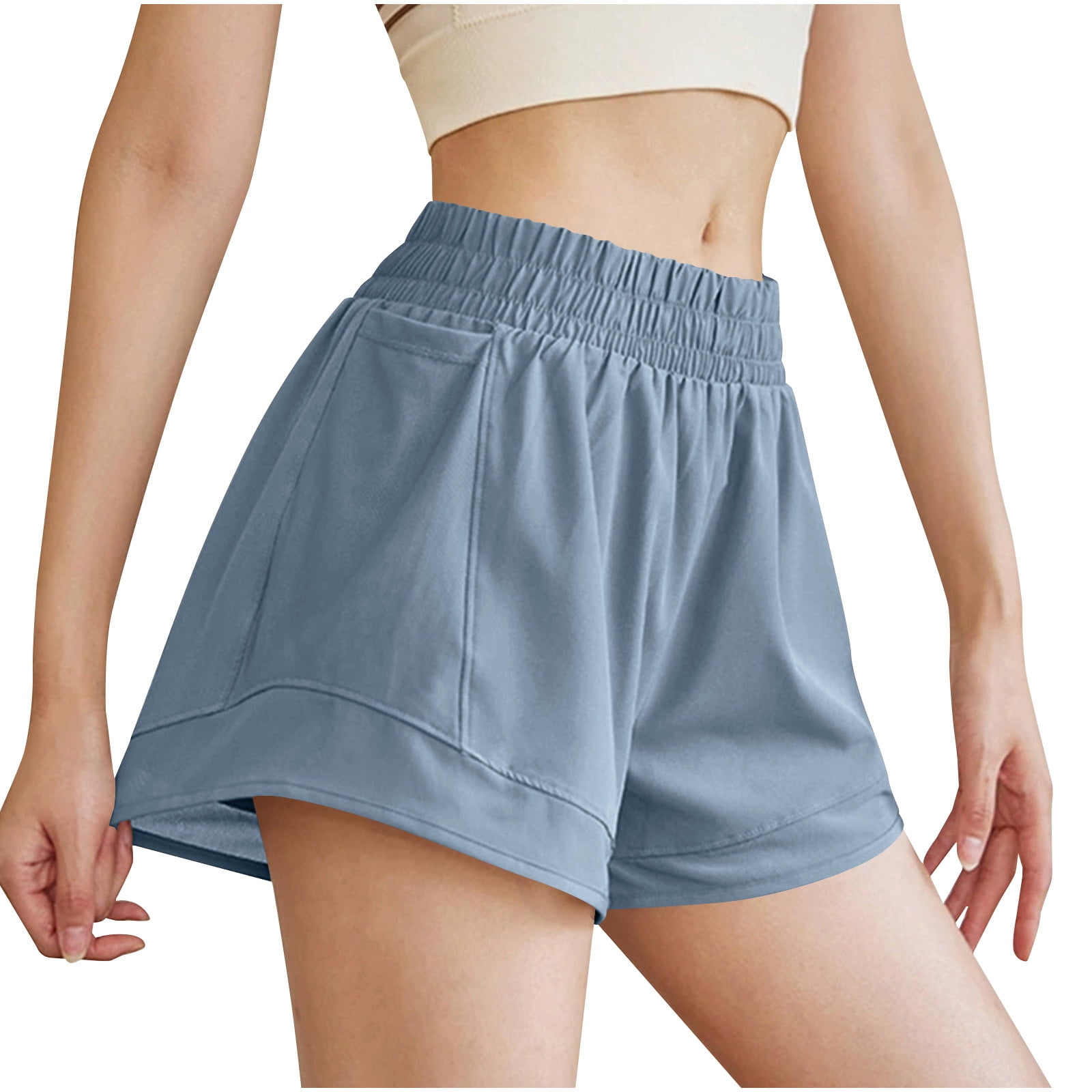 CQONEPT Womens Short Pants Elastic Waist Loose Anti Chafing Shorts ...