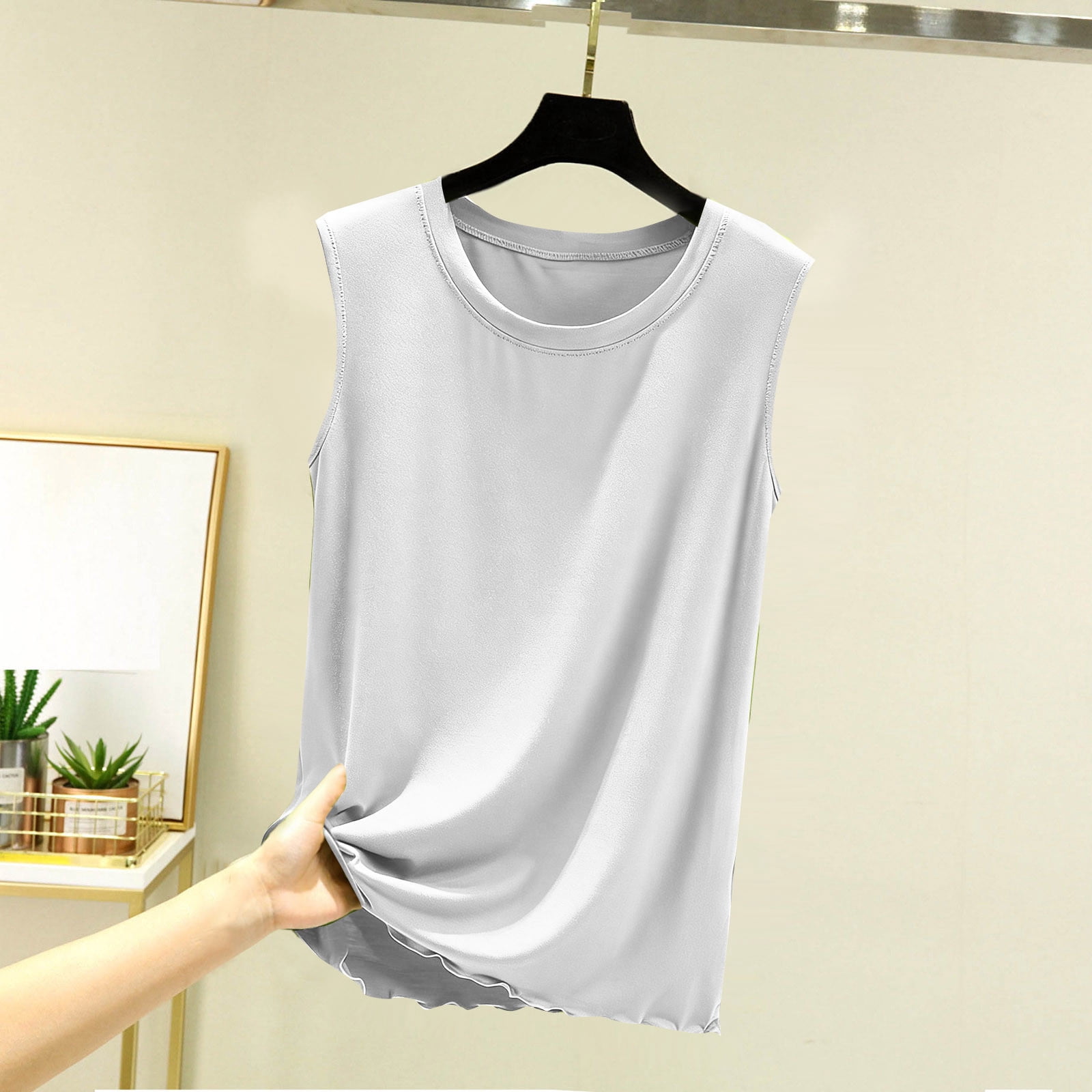 CQONEPT Womens Tank Tops Sleeveless V Neck Tanks Vest Summer Vacation ...