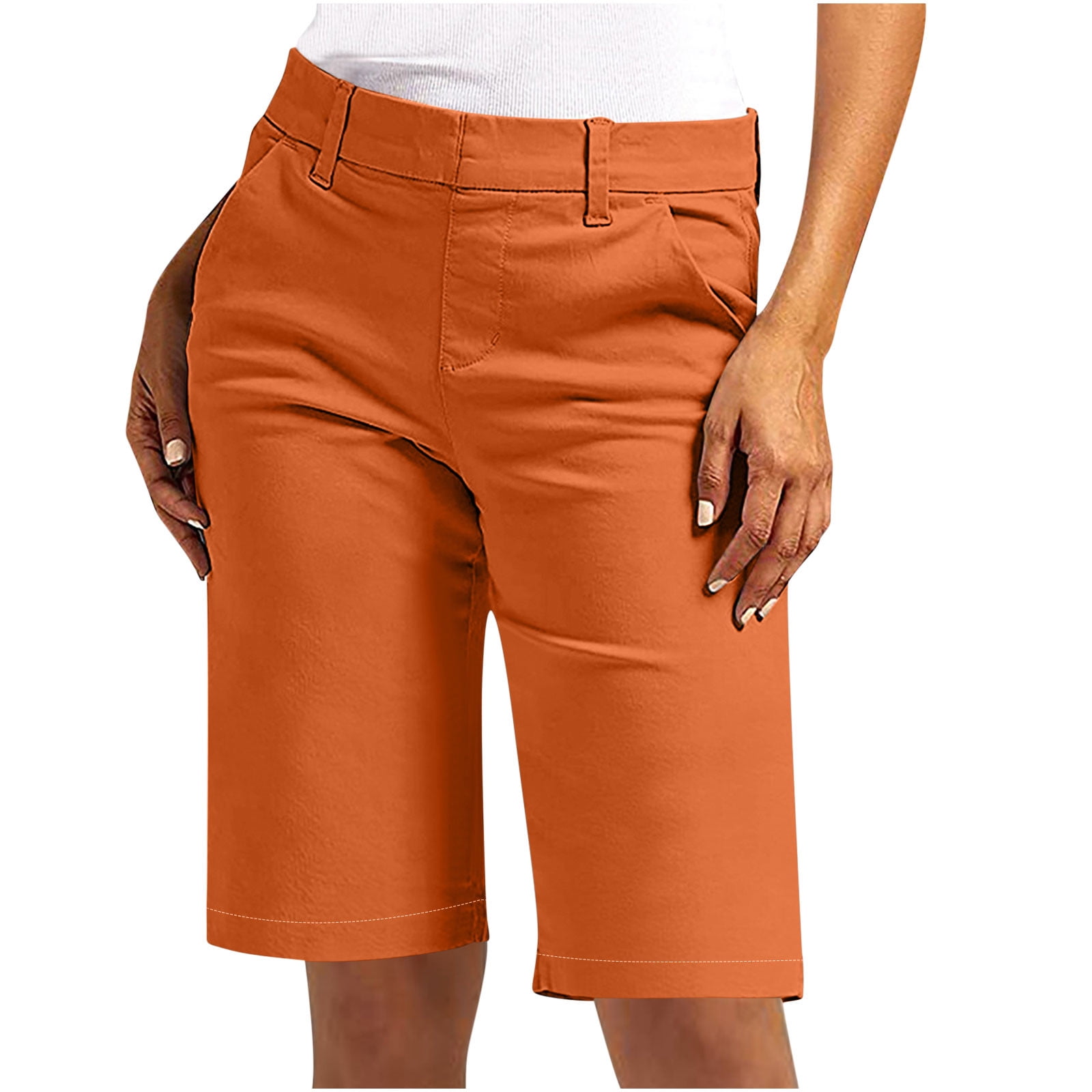 CQONEPT Womens Twill Chino Shorts Wide Leg Casual Loose Fit Short Pants ...