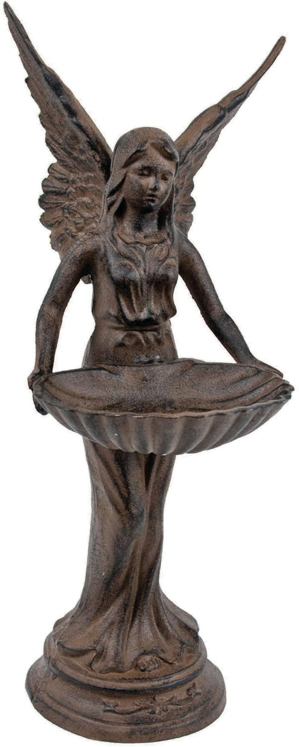 CQRF 15" Tall Cast Wrought Iron Metal Rustic Garden Gabriel Angel ...