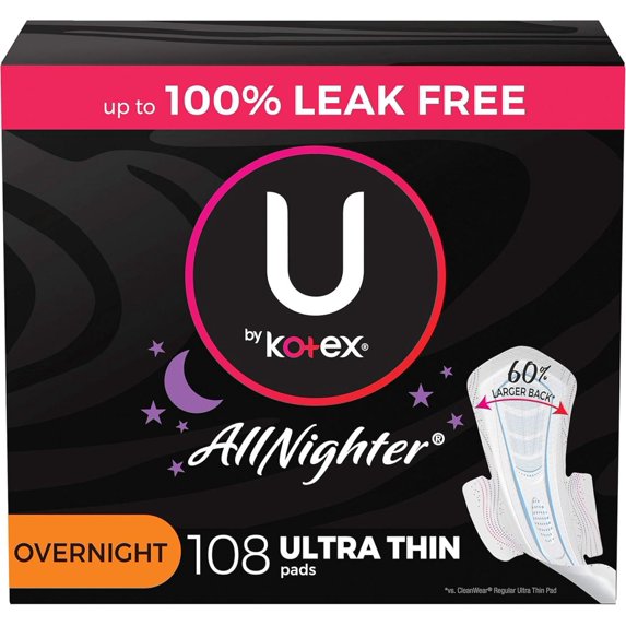 CQRF AllNighter Overnight Feminine Pads with Wings, Ultra Thin, 108 ...