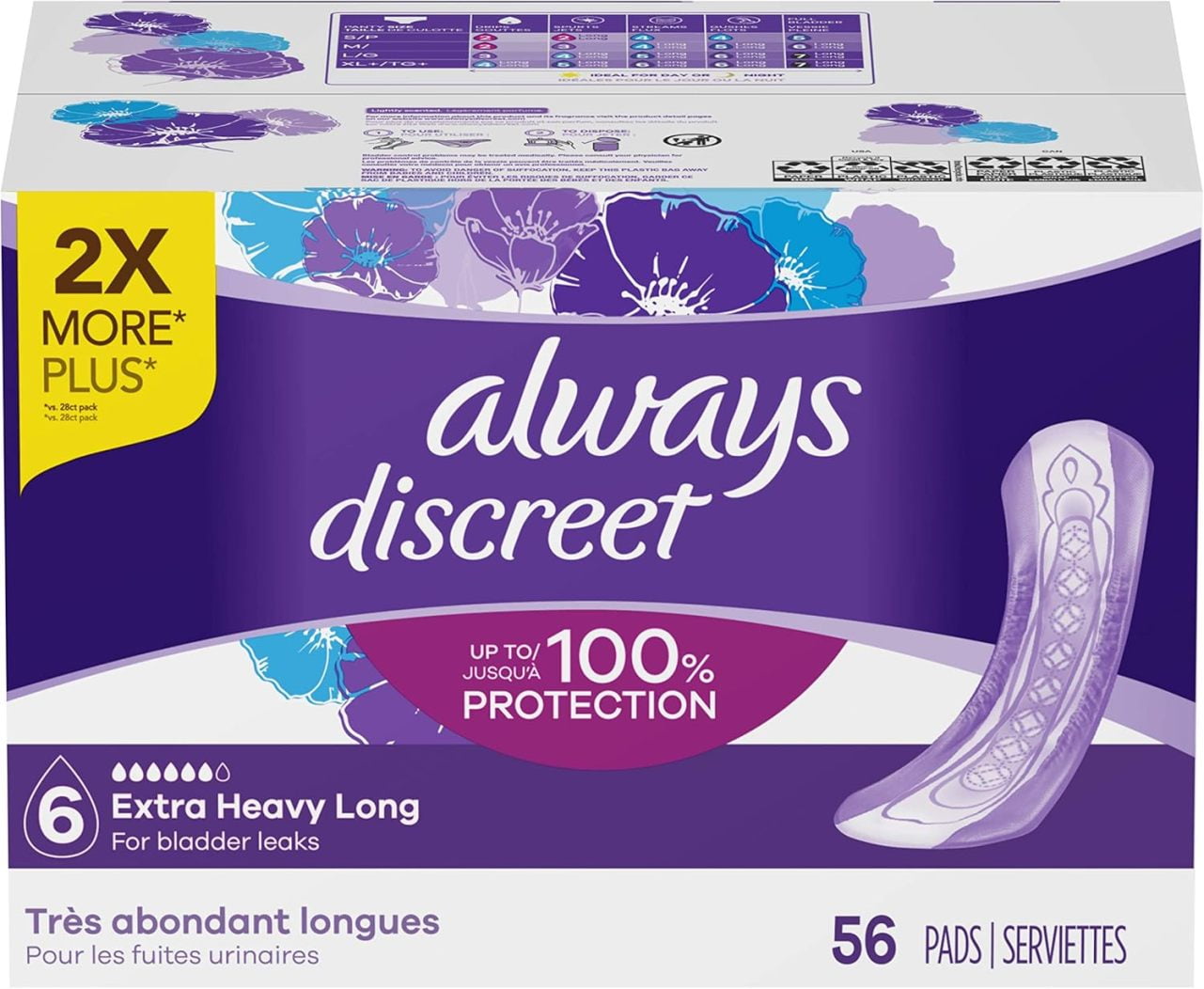 CQRF Extra Heavy Long Incontinence Pads, 56 Count - Walmart.com