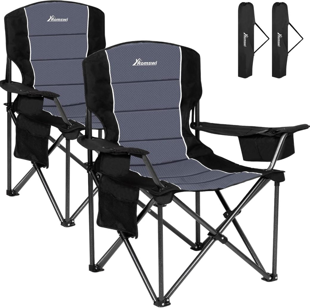 CQRF Oversized Camping Chairs,Heavy Duty Support 500 LBS,Padded Back ...
