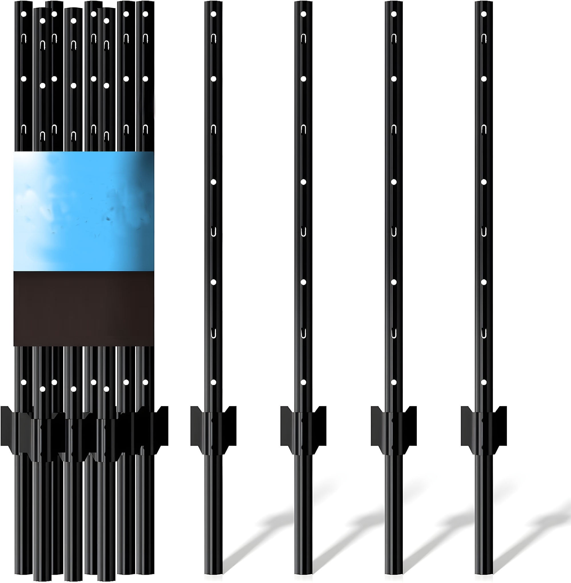 CQSXDA 10-Pack 4ft Heavy-Duty U-Shape Metal Fence Posts, No-Dig ...