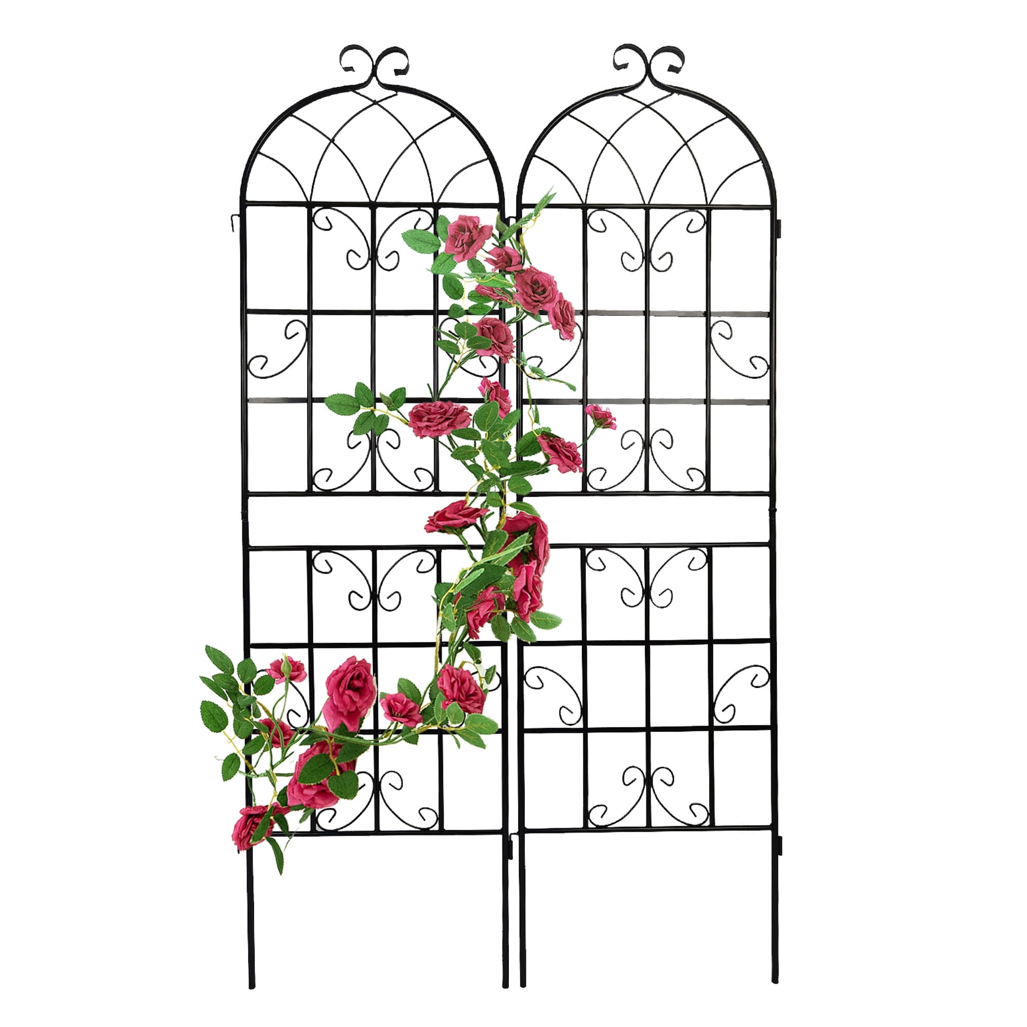 CQSXDA 2 Pack Large Garden Trellis 71" H x 19.7" W Heavy Duty Rustproof Black Iron Plant Trellis ...