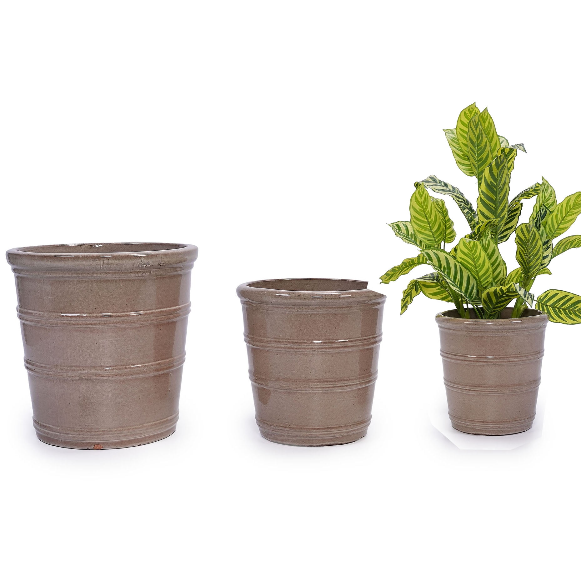 CQSXDA 3-Pack Antique Yellow Ceramic Planters, 15" 12" 9" Modern Indoor ...