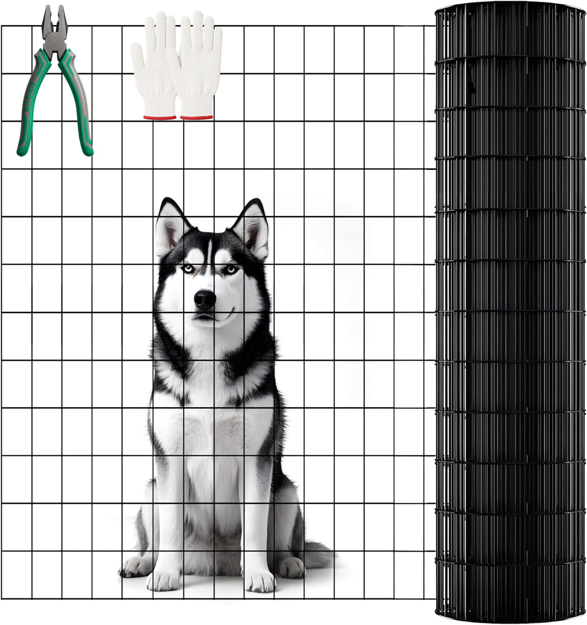 CQSXDA 36"x50ft Black Vinyl-Coated Welded Wire Mesh, 16G 2/3" Grid for ...