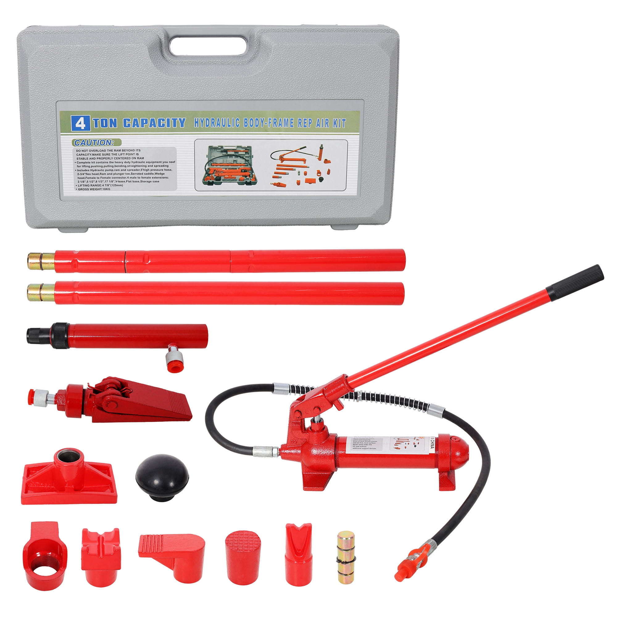 CQSXDA 4-Ton Hydraulic Porta Power Kit with Case - All-in-One Auto Body ...
