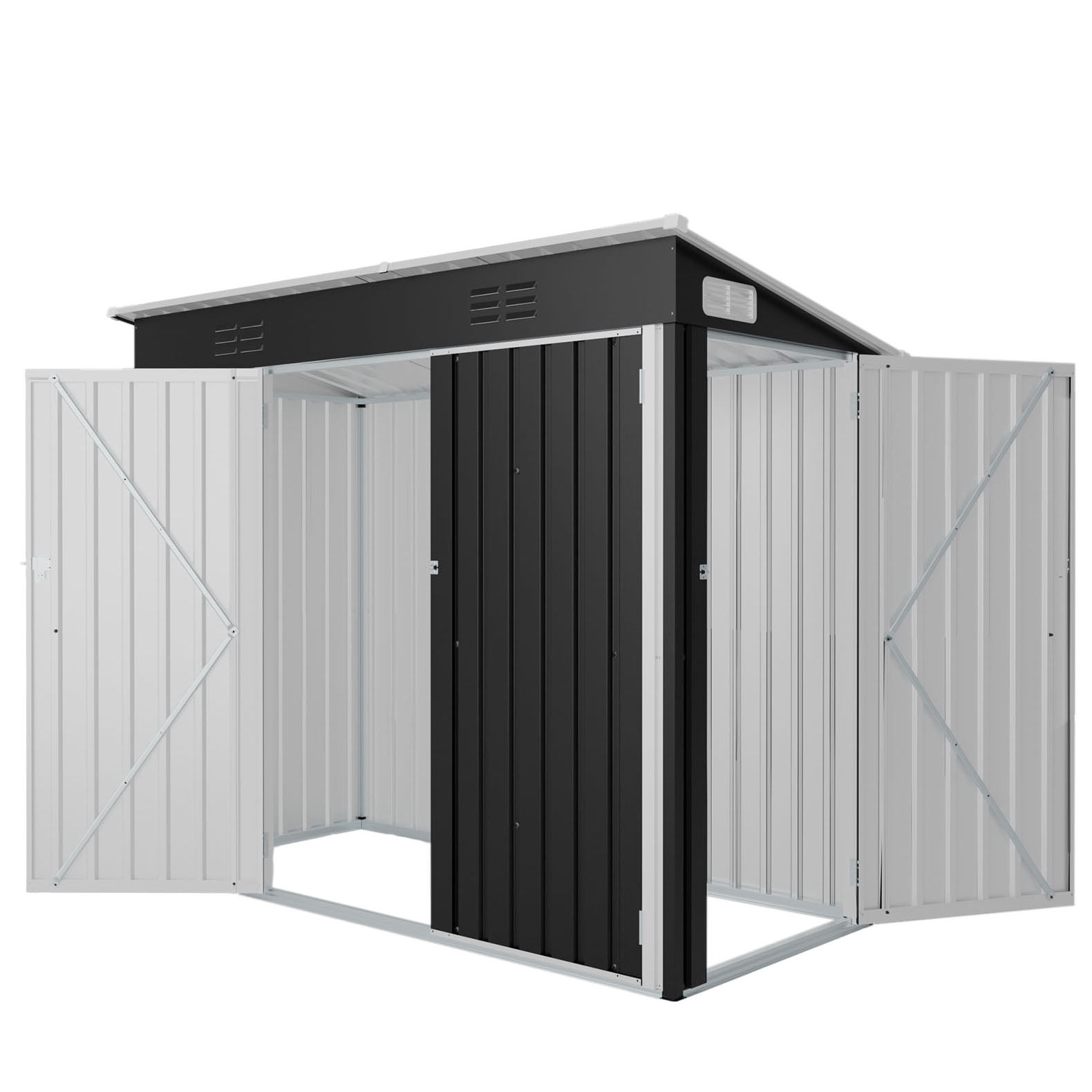 CQSXDA 4 x 8 FT Weatherproof Black Galvanized Steel Outdoor Storage ...