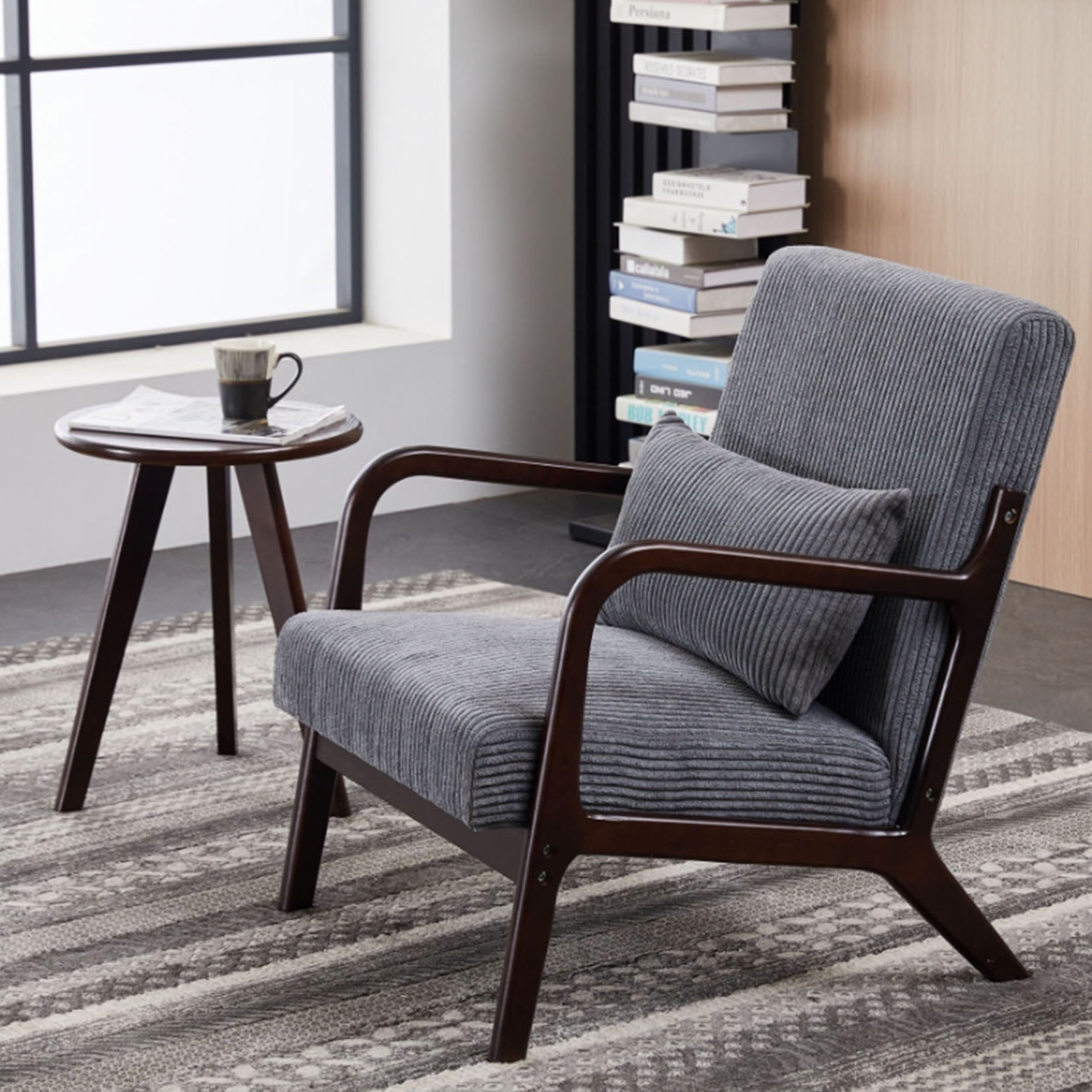 CQSXDA Arm Chair with Pillow, Upholstered Mid-Century Modern Style, for ...