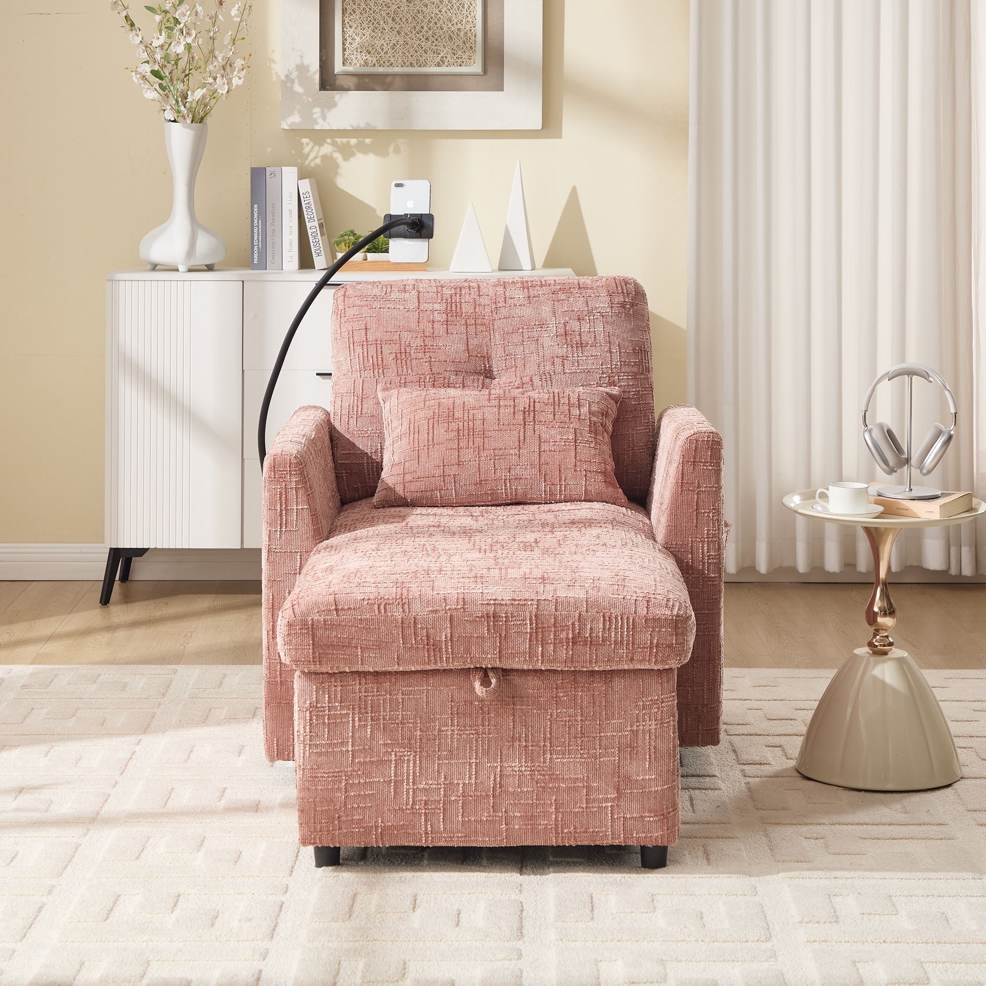 CQSXDA Chair Sofa Recliner With Storage Backrest Cell Phone Bracket ...