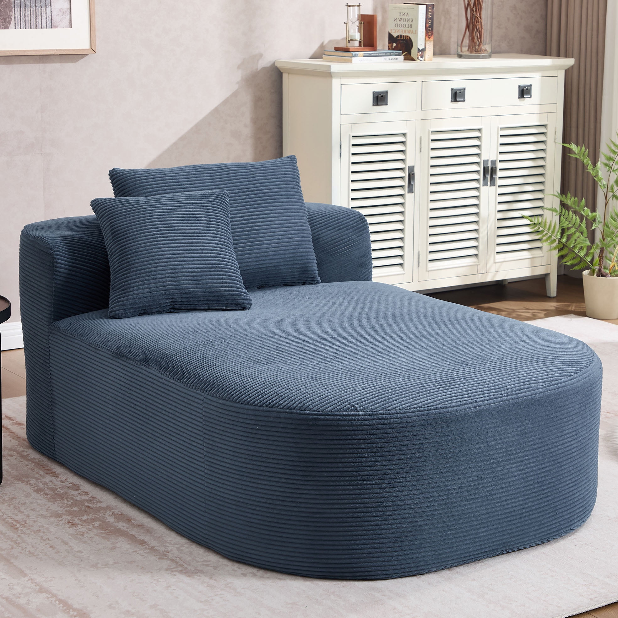 CQSXDA Convertible Corduroy Chaise Lounge Chair with Two Pillows 67.5 ...