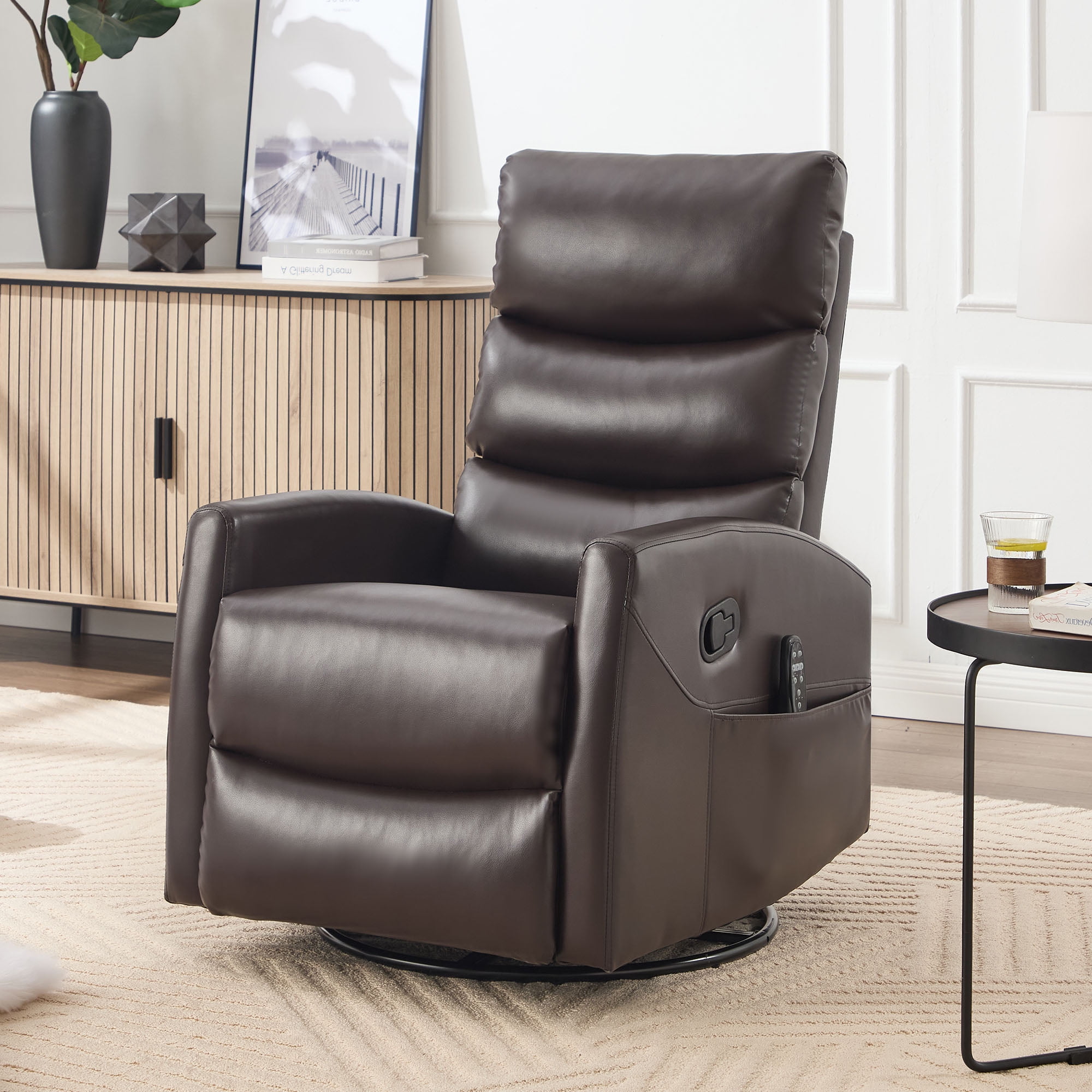 CQSXDA Cozy Heat Massage Manual Recliner Chair with Rocker and Swivel ...