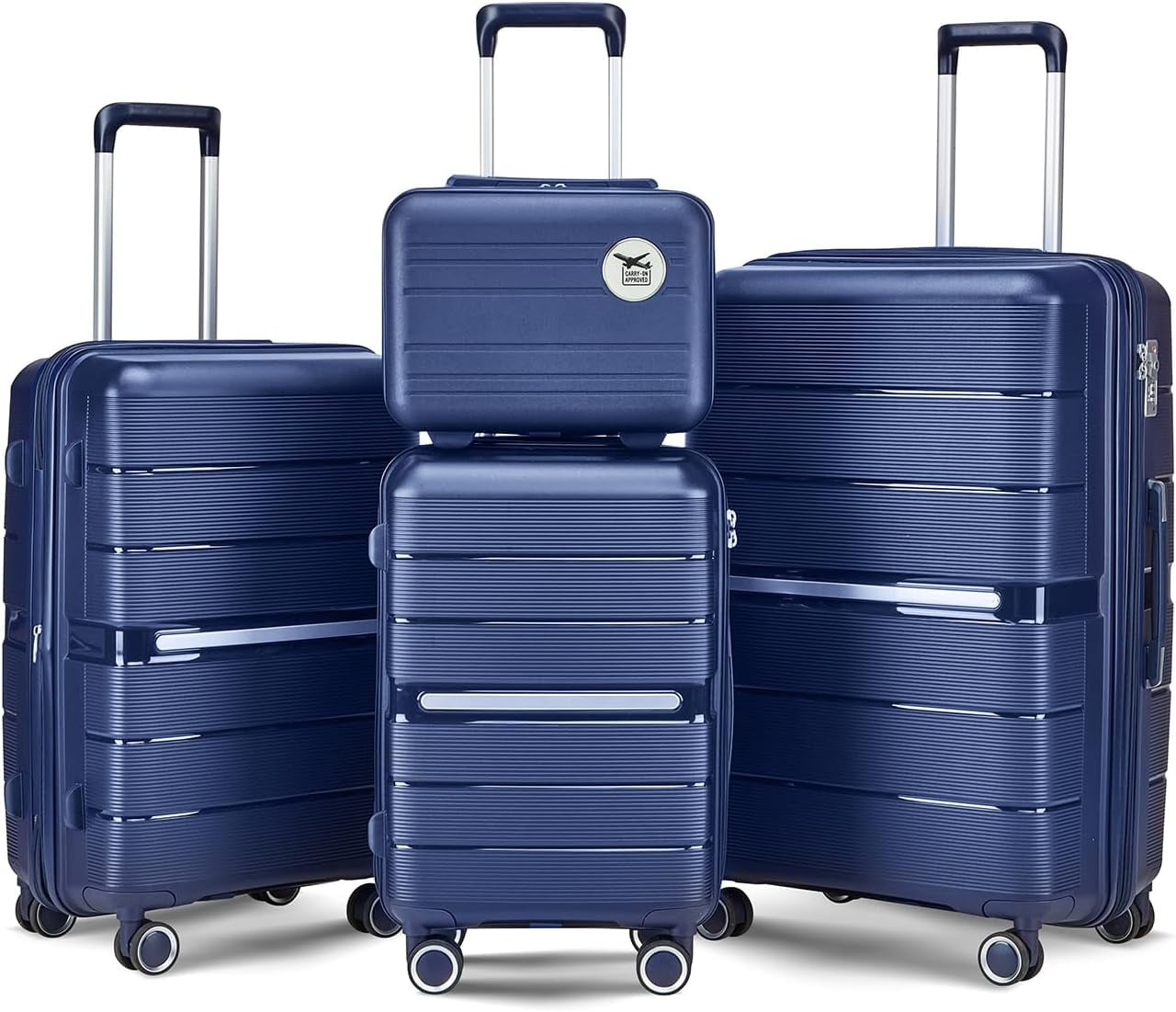 CQSXDA Expandable Luggage 4 Piece Set, Carry on Suitcase Hardshell ...