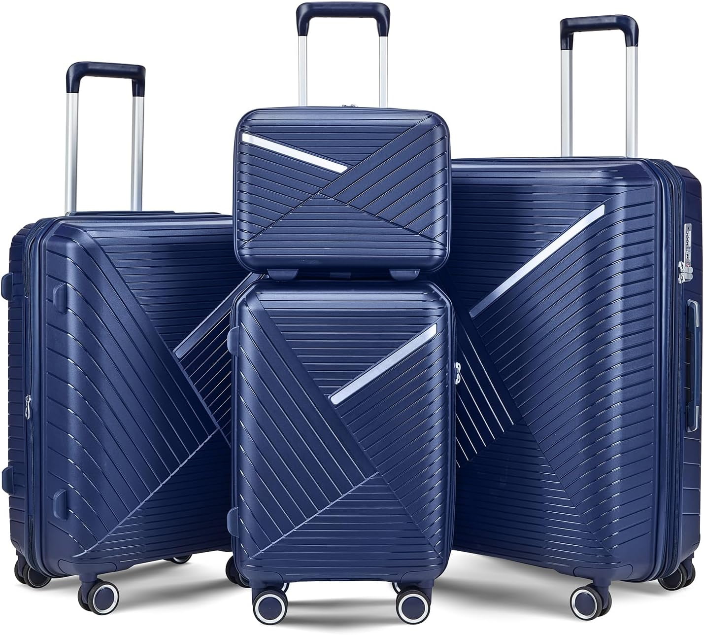 CQSXDA Expandable Luggage 4 Piece Set, Carry on Suitcase Hardshell ...