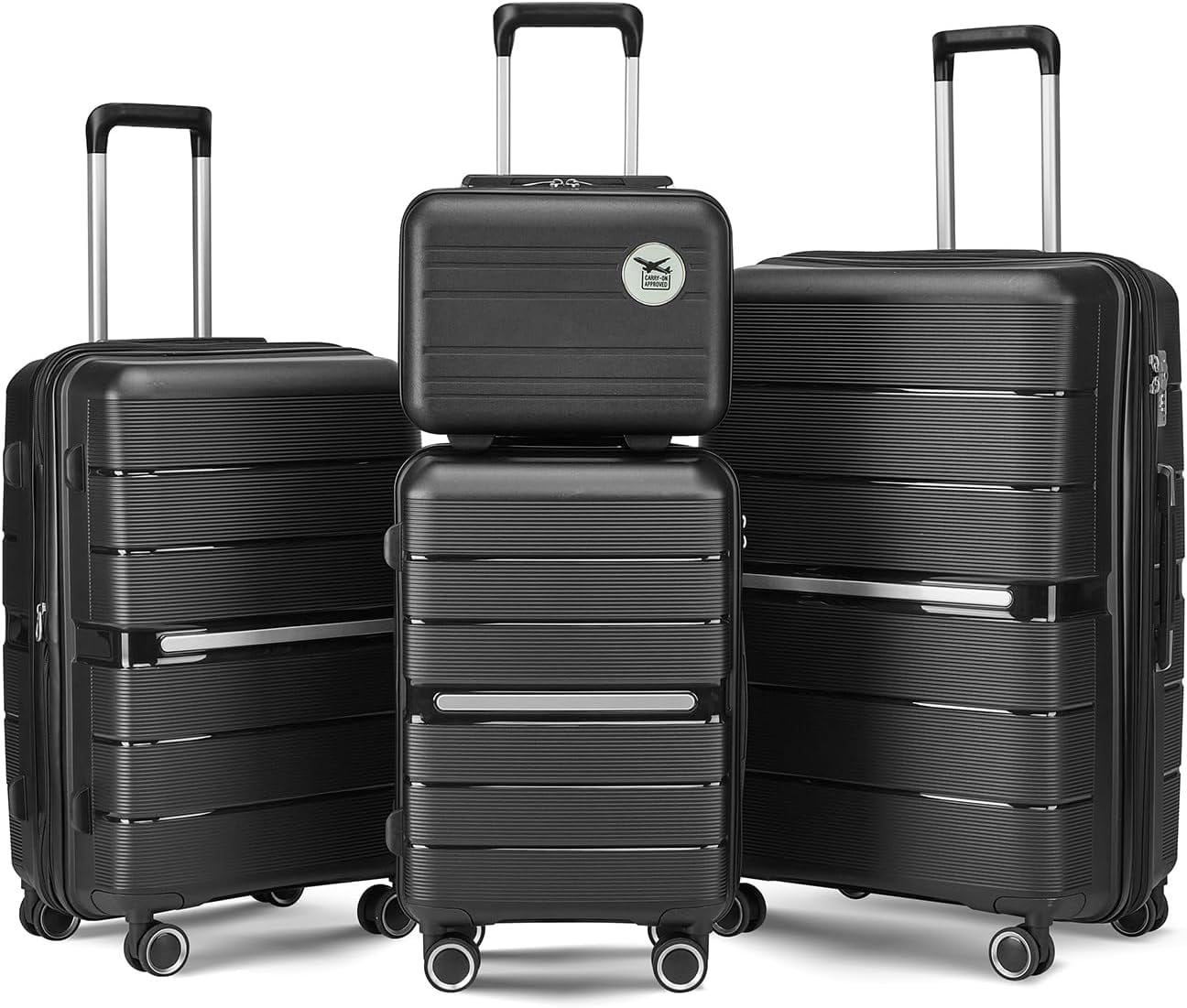 CQSXDA Expandable Luggage 4 Piece Set, Carry on Suitcase Hardshell ...