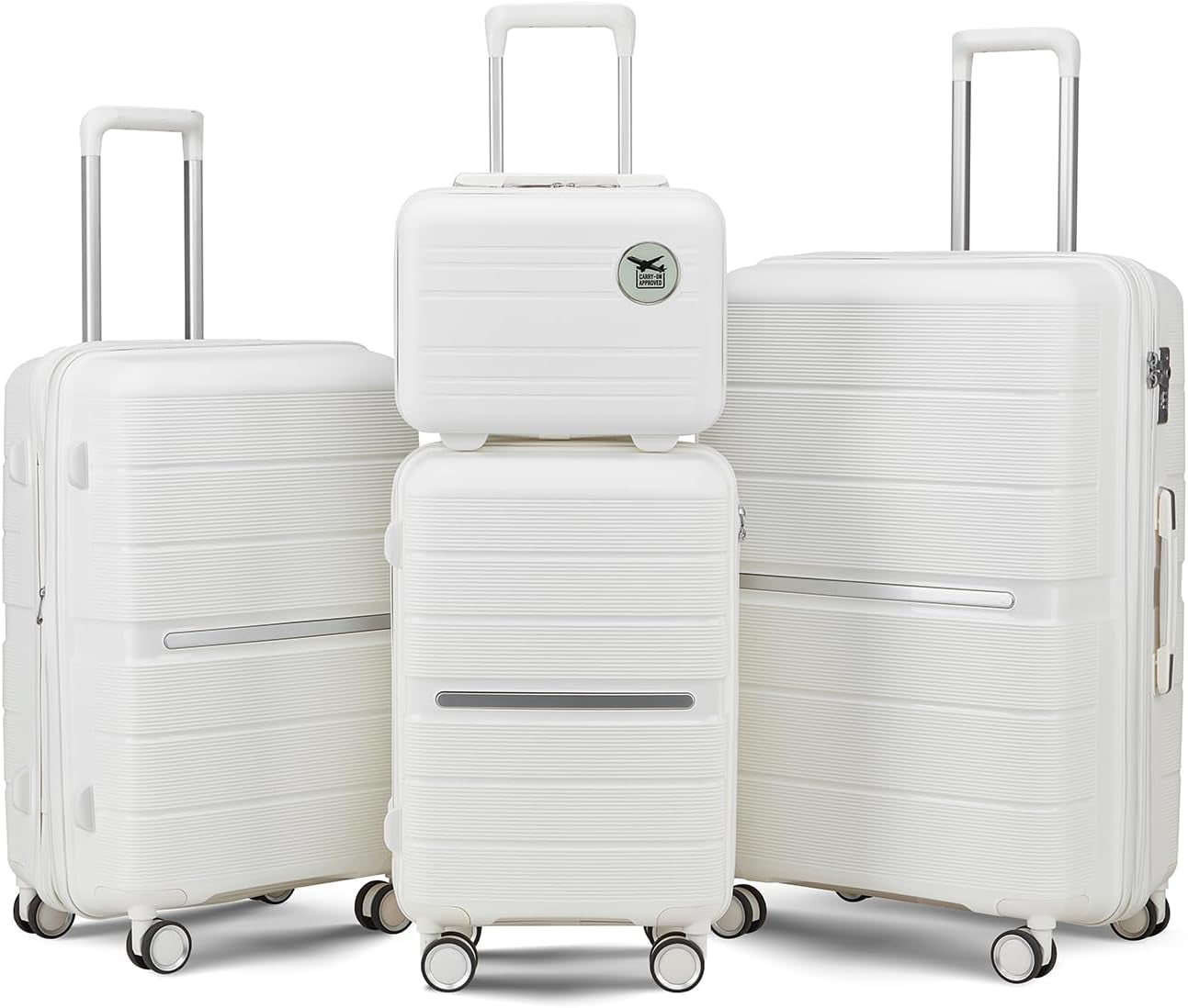 CQSXDA Expandable Luggage 4 Piece Set, Carry on Suitcase Hardshell ...