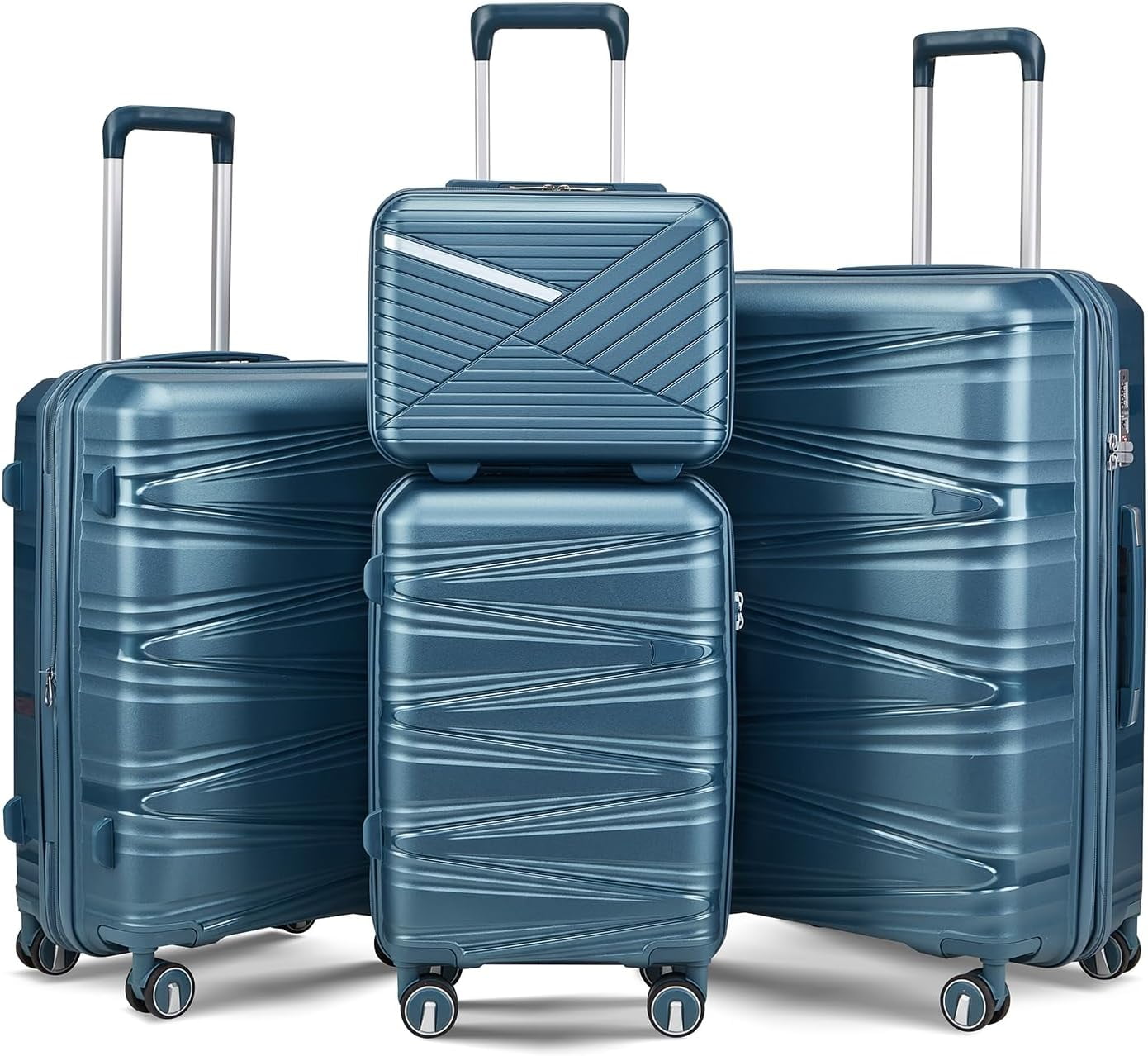 CQSXDA Expandable Luggage 4 Piece Set, Carry on Suitcase Hardshell ...