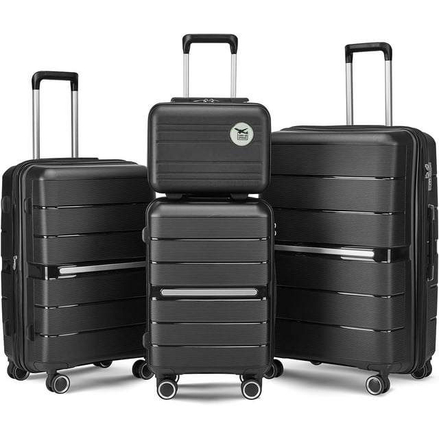 CQSXDA Expandable Luggage 4 Piece Set, Carry on Suitcase Hardshell ...
