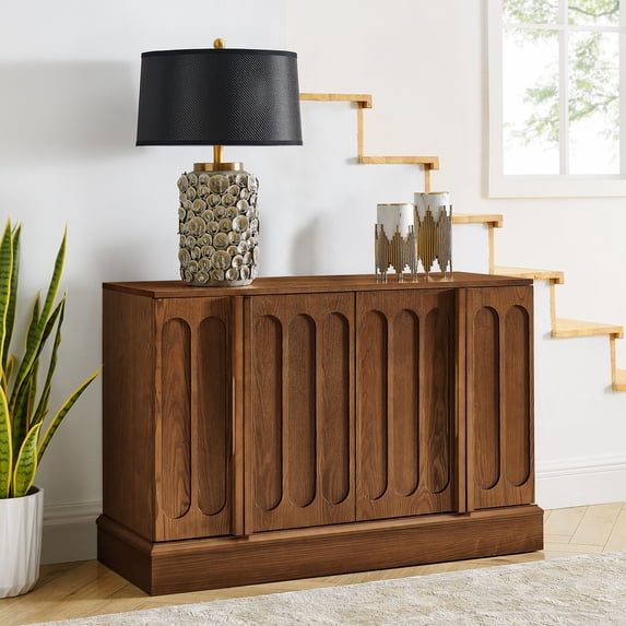 CQSXDA Fluted Sideboard Cabinet in Mid Century Modern Style, Adjustable ...