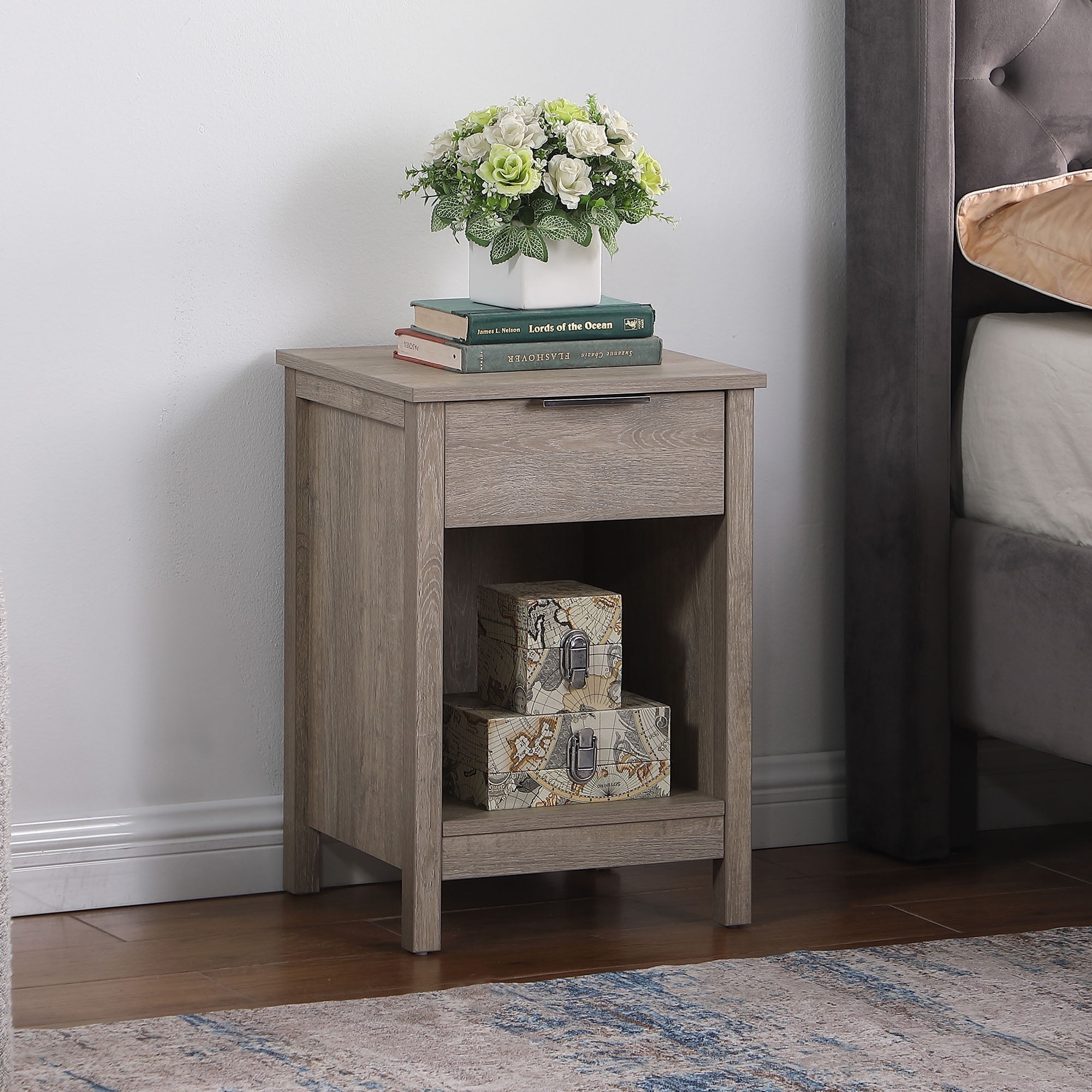 CQSXDA Functional Nightstand with Drawer, 3-Tier Side Table Perfect for ...