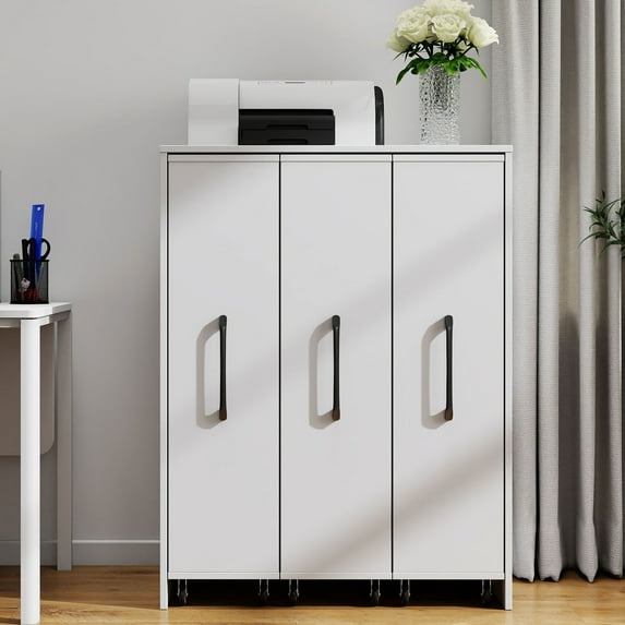 CQSXDA Functional Slide Out Bookcase with Wheels in Modern Style, 3 ...