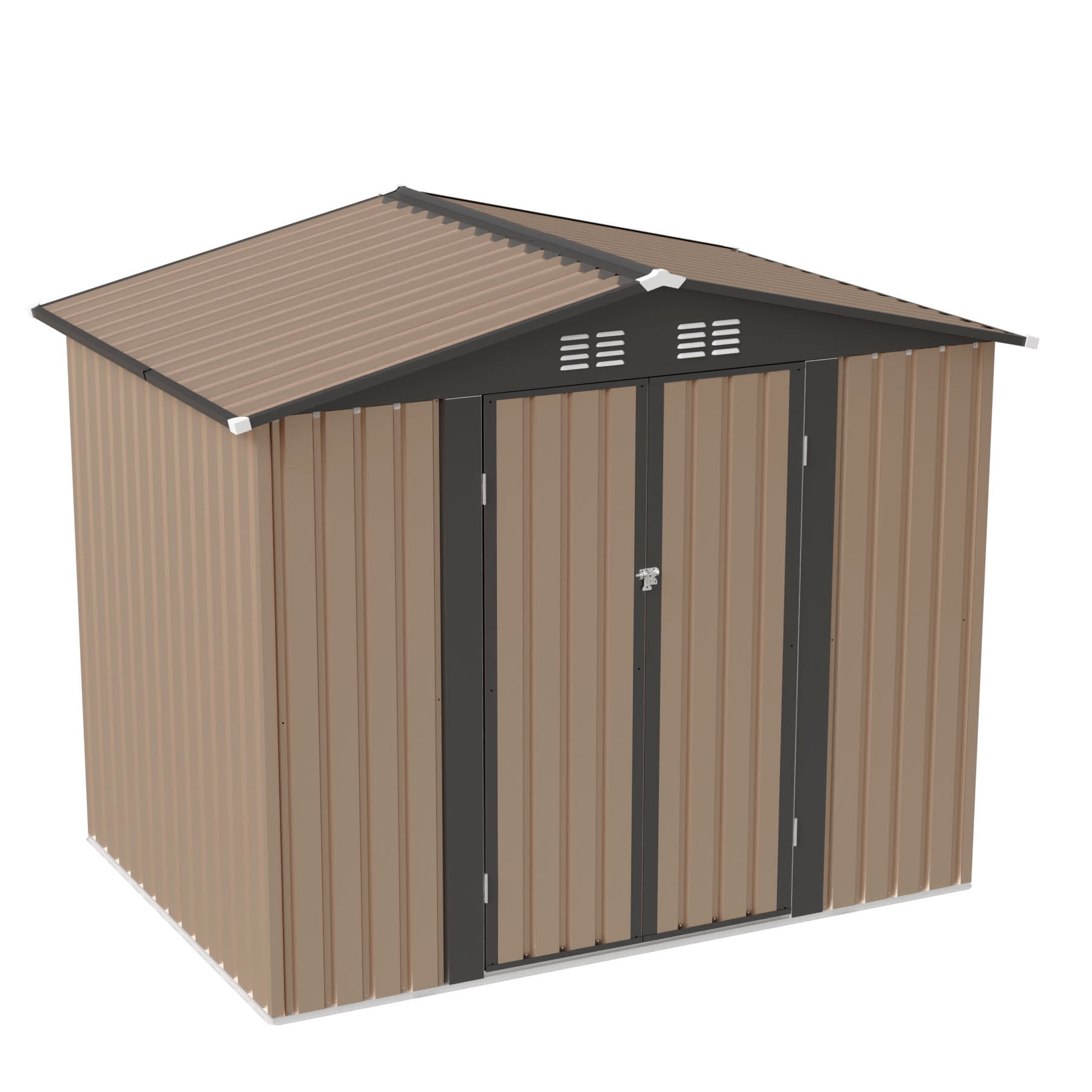 CQSXDA Galvanized Steel 8FT x 6FT Garden Shed With Apex Roof Storage ...