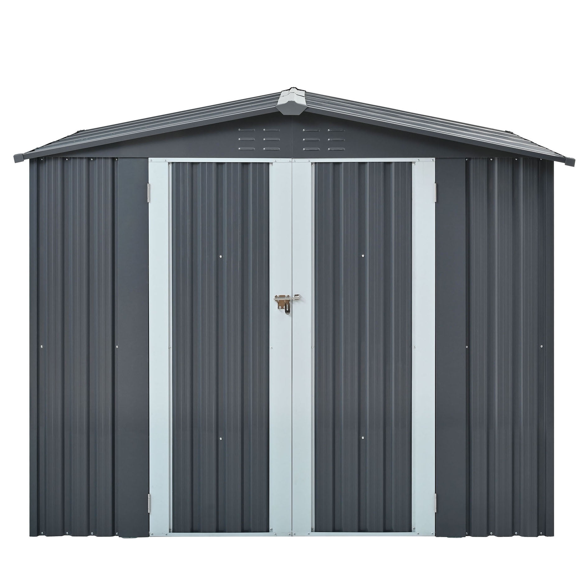 CQSXDA Galvanized Steel Outdoor Storage Shed 6x8ft with Double Doors ...
