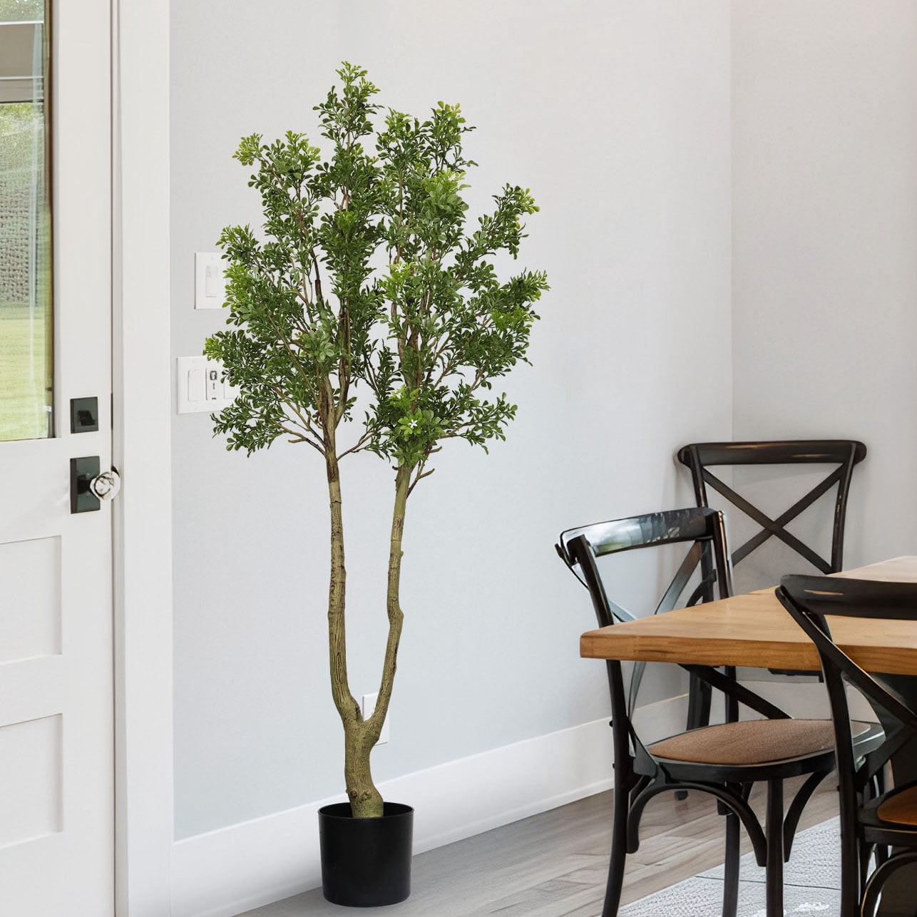 CQSXDA Green 5.2FT Artificial Tree with Lush Foliage and Realistic ...