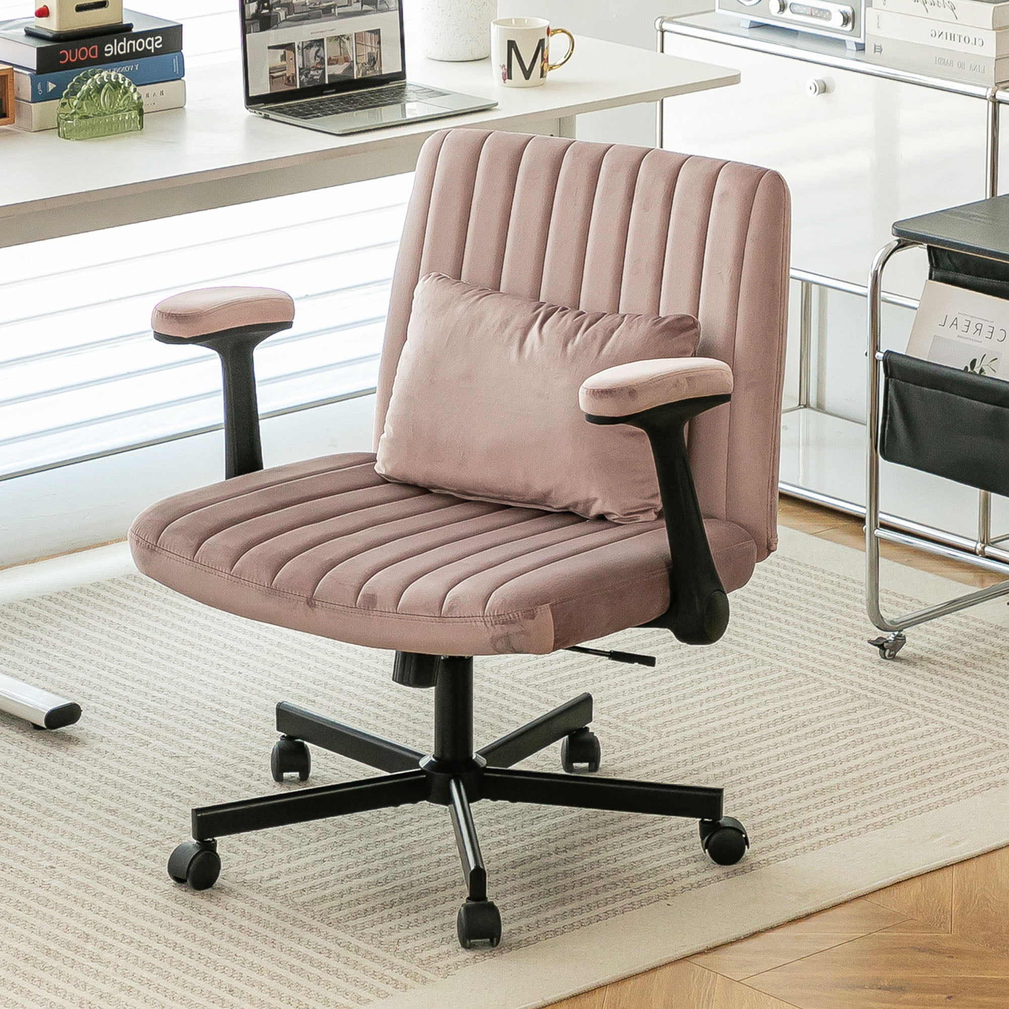 CQSXDA Linen Office Chair In With Criss Cross Armrests - Perfect ...