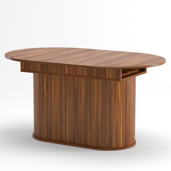 CQSXDA MDF Extendable Dining Table with Striped Legs - Modern Arc ...