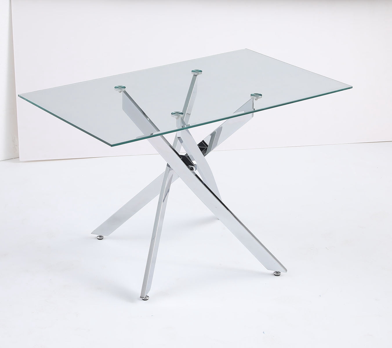 CQSXDA Rectangular Glass Table with Silver Frame 47.24 Inches for ...