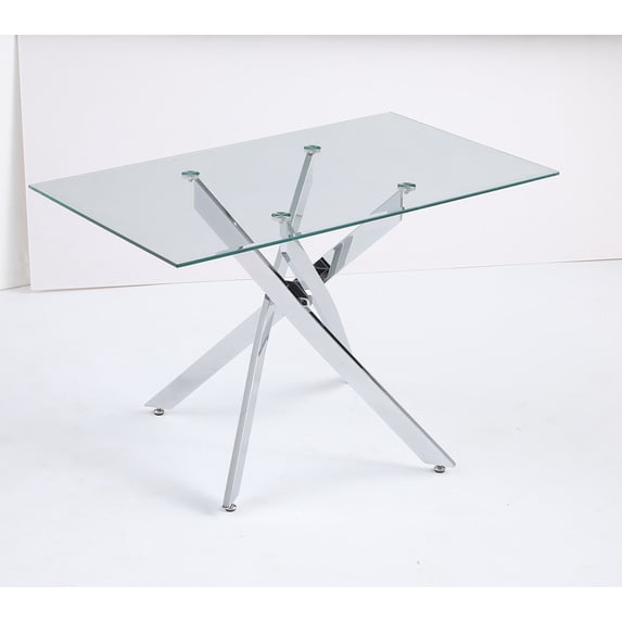 CQSXDA Rectangular Glass Table with Silver Frame 47.24 Inches for ...