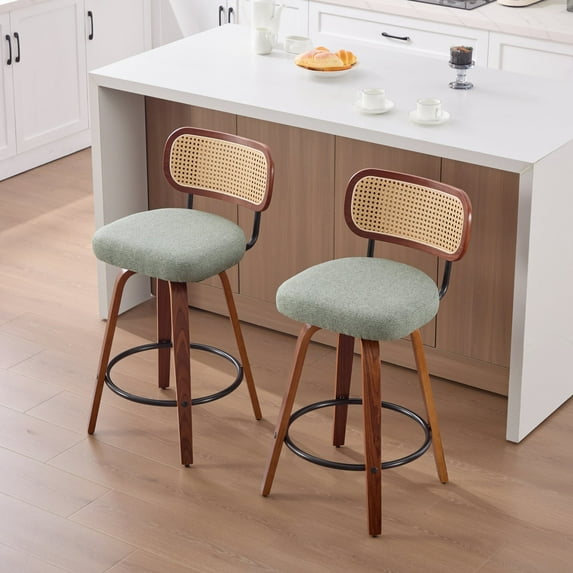 CQSXDA Set Of 2 26-Inch Bar Stools With Swivel Design Walnut Black ...