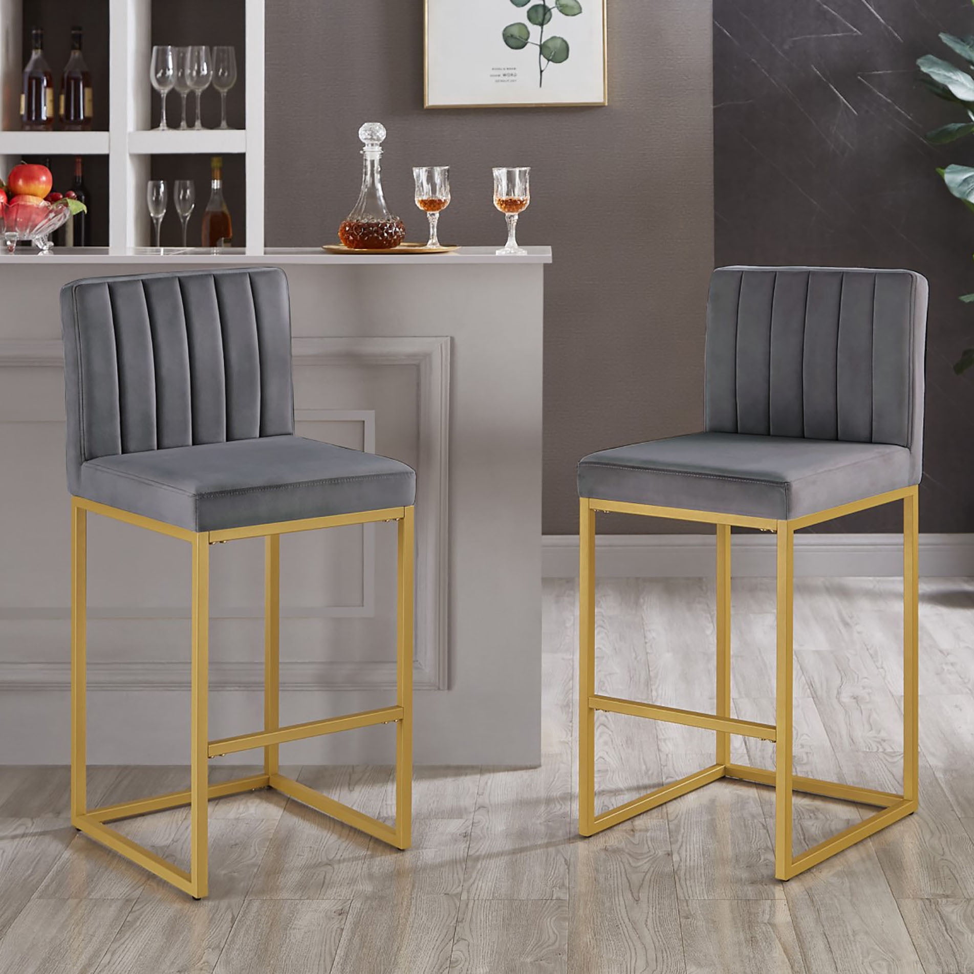 CQSXDA Set of 2 Versatile Counter Height Bar Chairs with Full Backrest ...