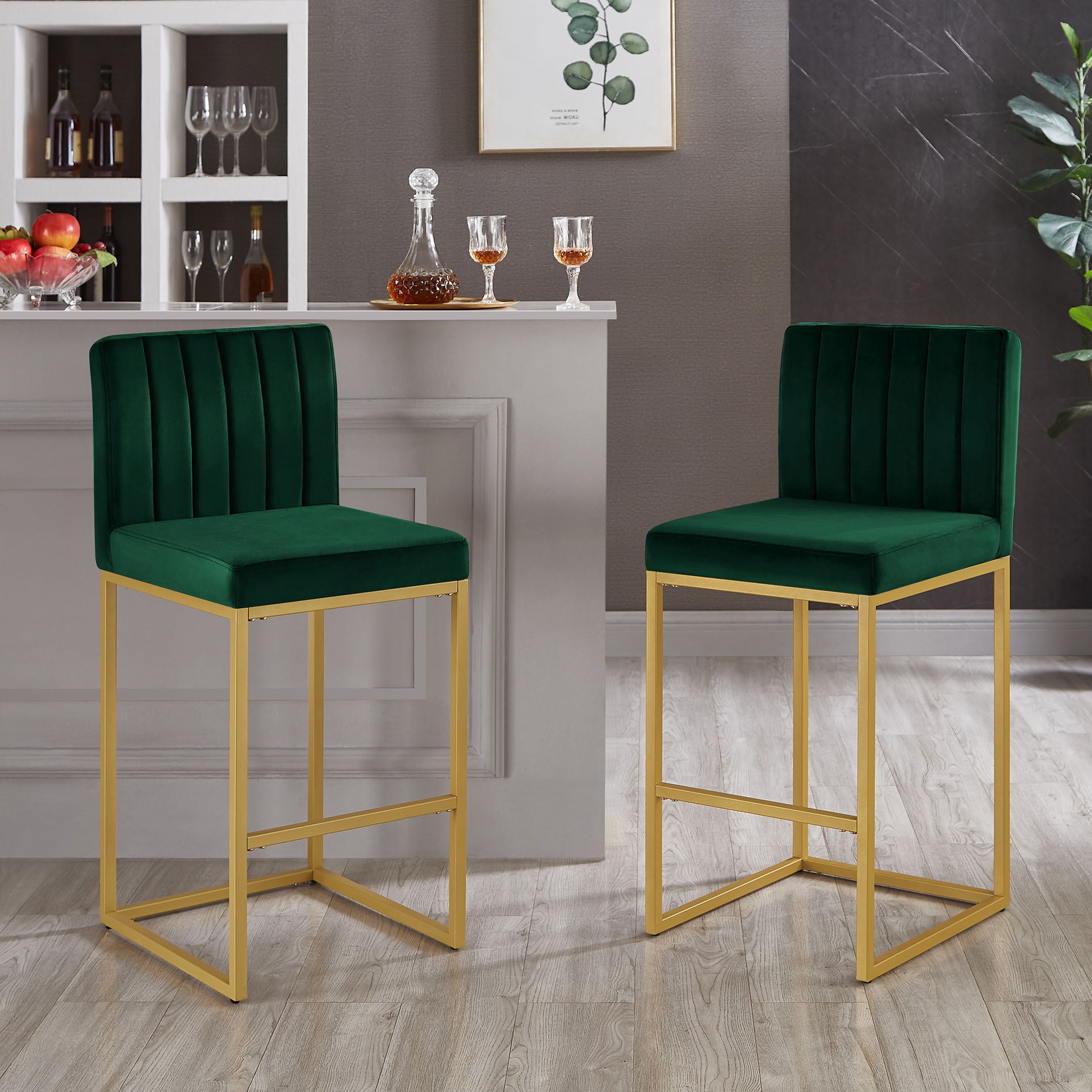 CQSXDA Set of 2 Versatile Counter Height Bar Chairs with Full Backrest ...