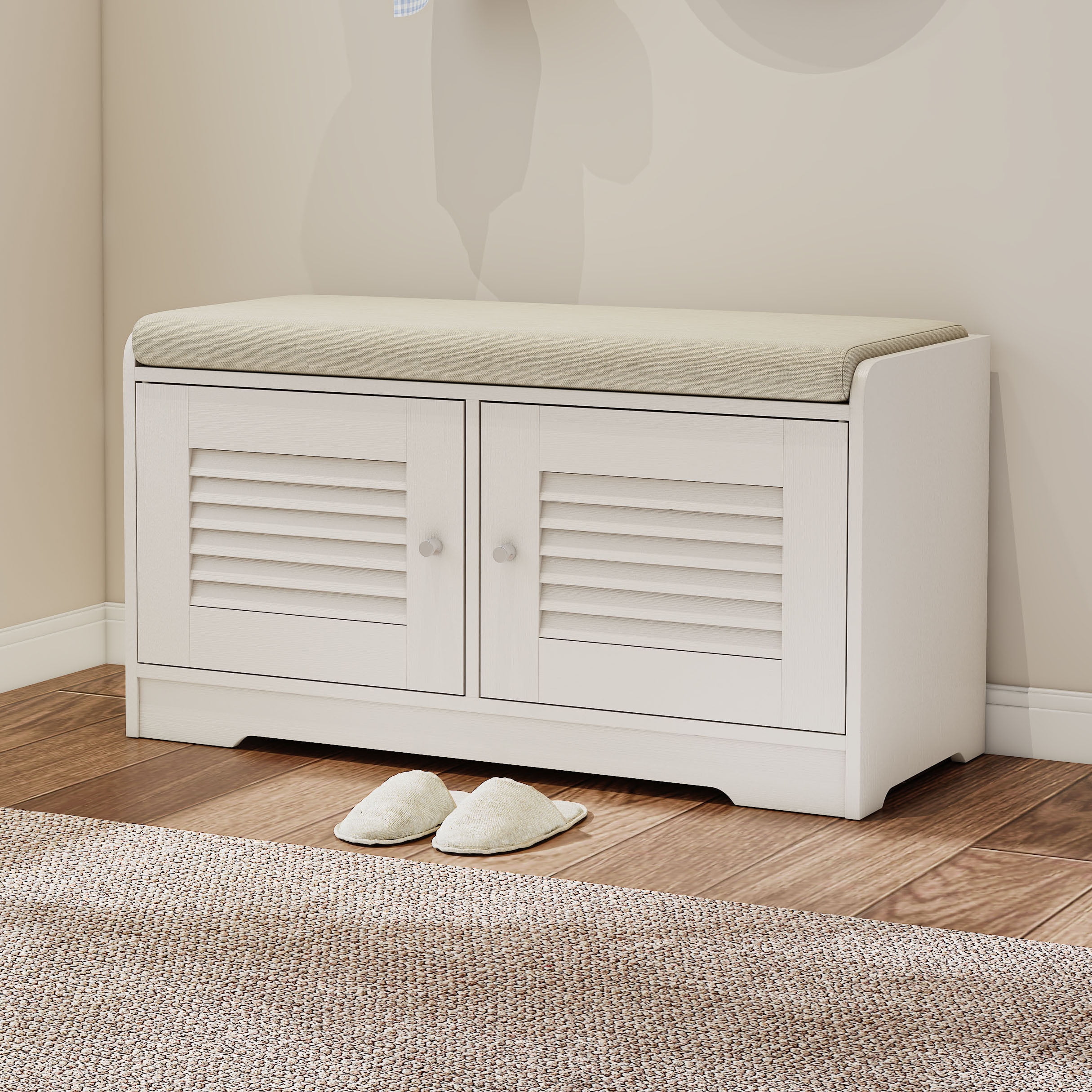 White Shoe Storage Bench
